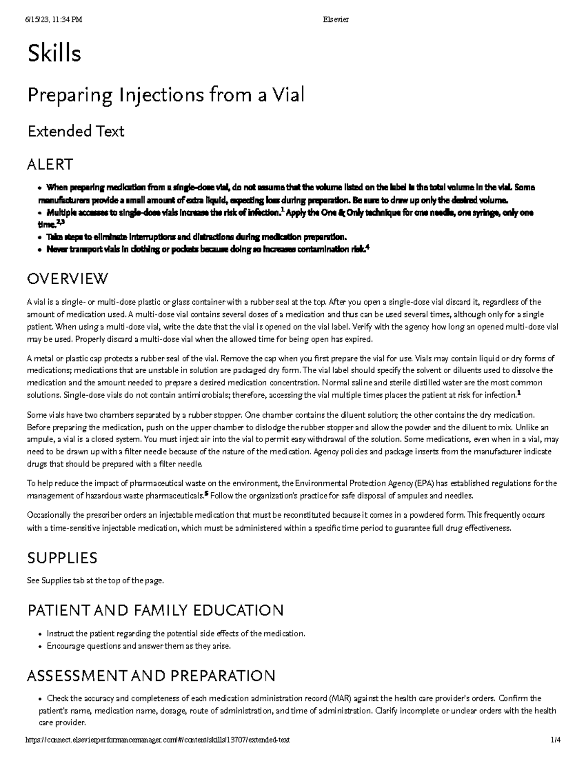 Week 4 Clinical Skills Preparing Injections from a Vial - 6/15/23, 11 ...
