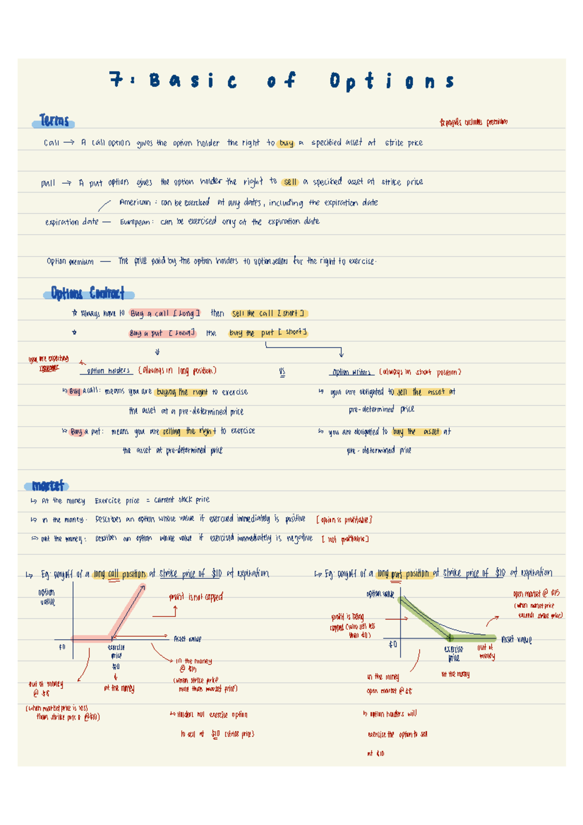 (1) Basic of Options - ####### : Basic of Options Terms A payoffs ...
