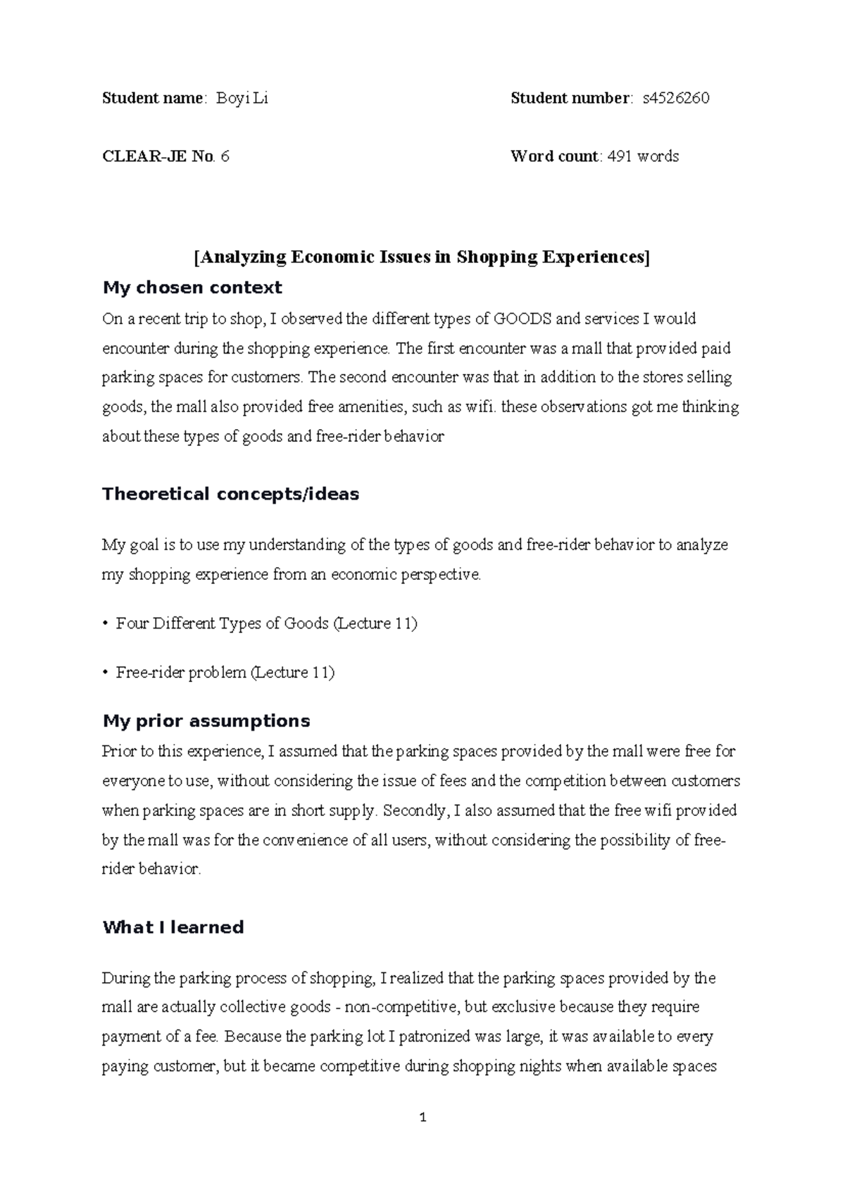 Clear Je. Enco 1010. Quiz Introductory Microeconomics School of ...