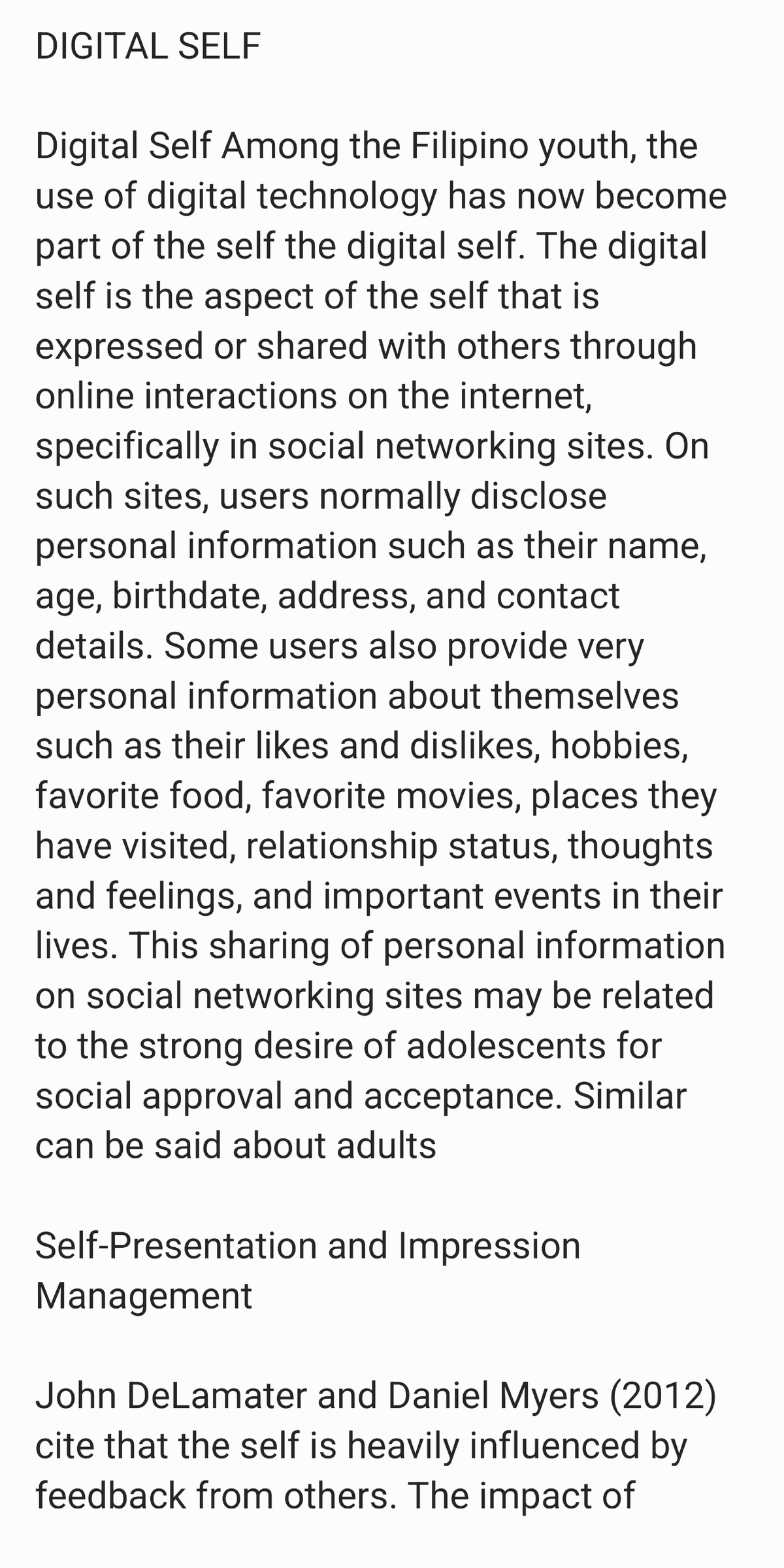 DIGITAL SELF: Understanding Online Identity Among Filipino Youth - Studocu