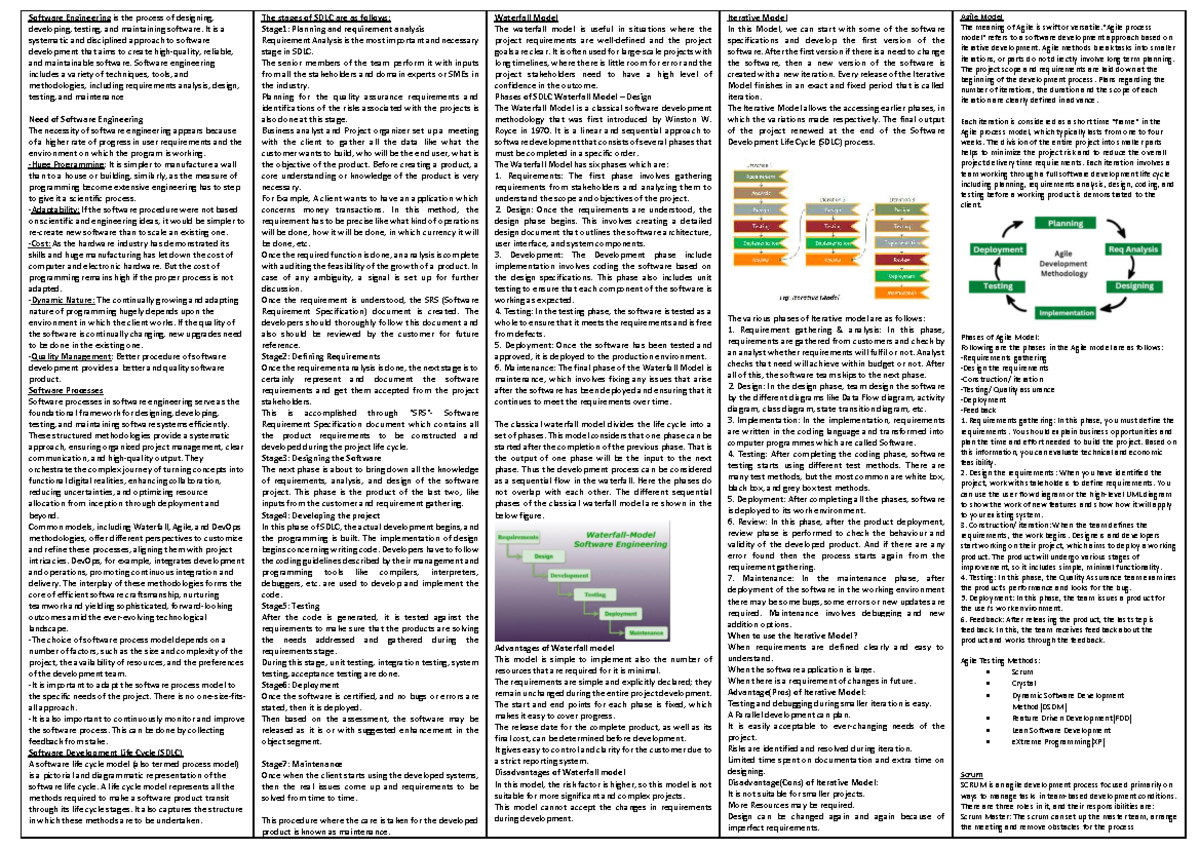 Software Engineering Concepts and Models Overview (SWE-101) - Studocu