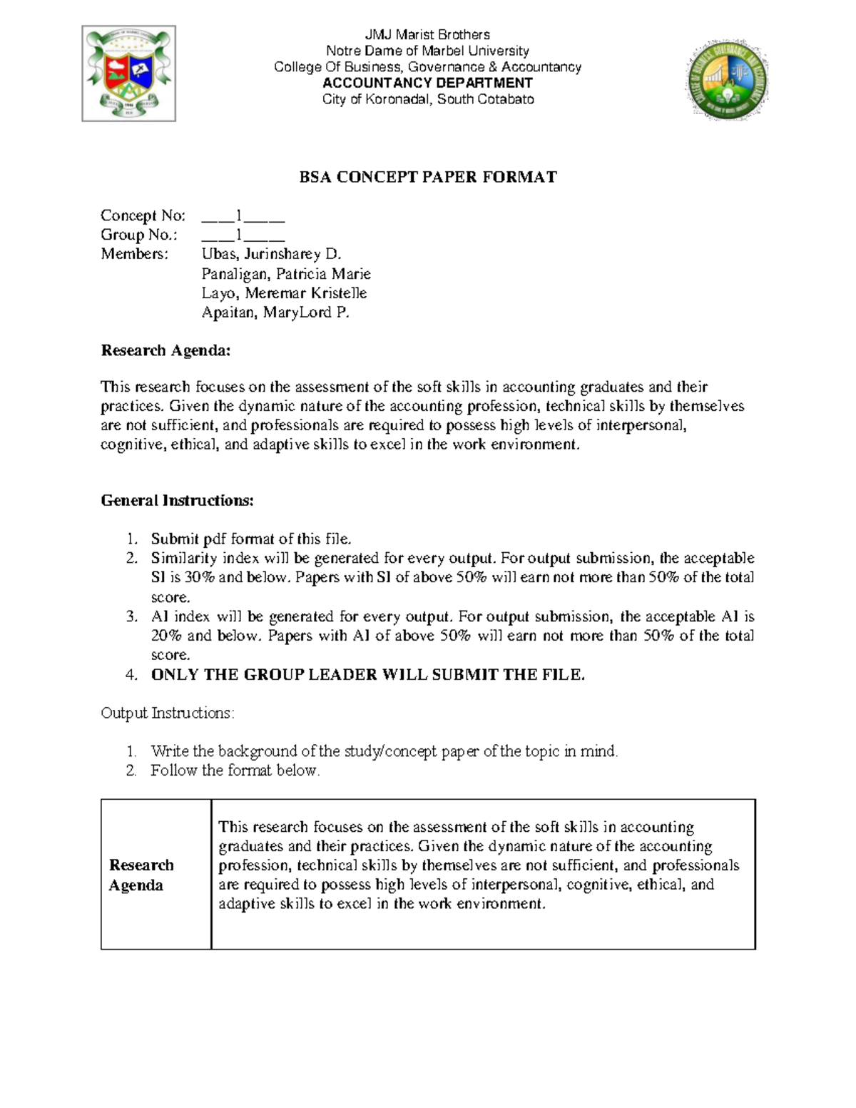 BSA 1: Concept Paper on Soft Skills Assessment in Accounting Graduates ...