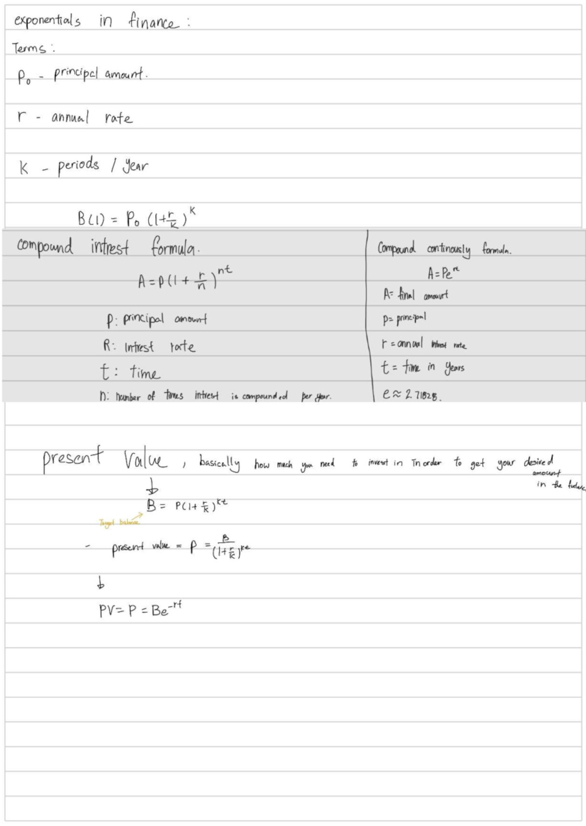 High School Review Notes on Compound Interest Calculations - Studocu