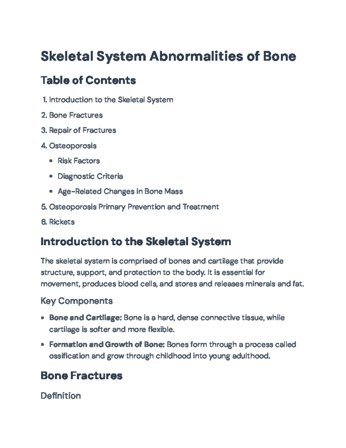 Skeletal System Abnormalities: Osteoporosis and Rickets Overview - Skeletal System Abnormalities ...