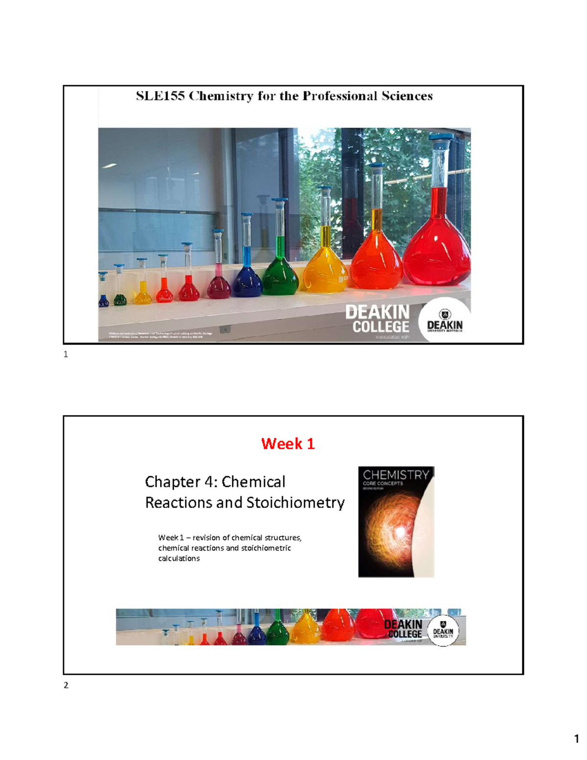 Week 1 Lecture: Chemical Reactions & Stoichiometry Overview - Studocu