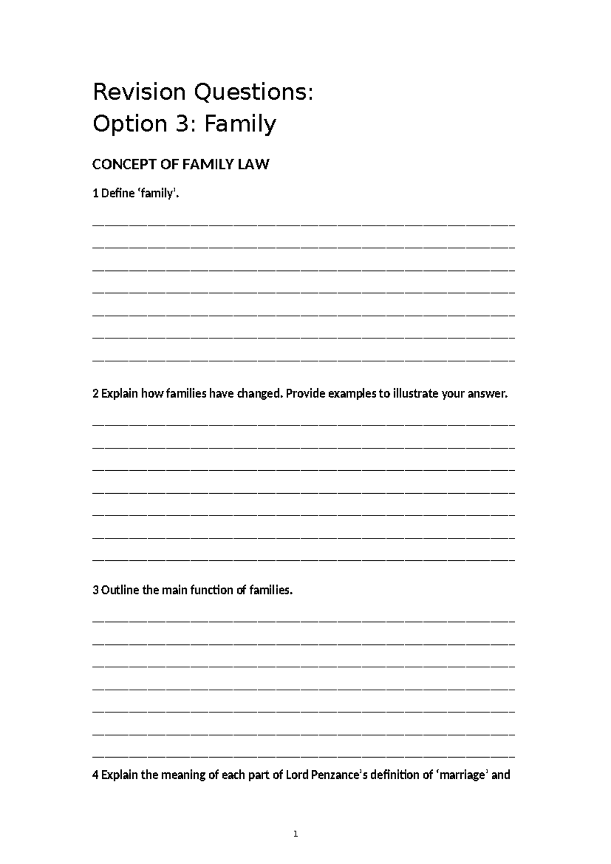 Revision Questions: Family Law Concepts and Issues (LAW101) - Studocu