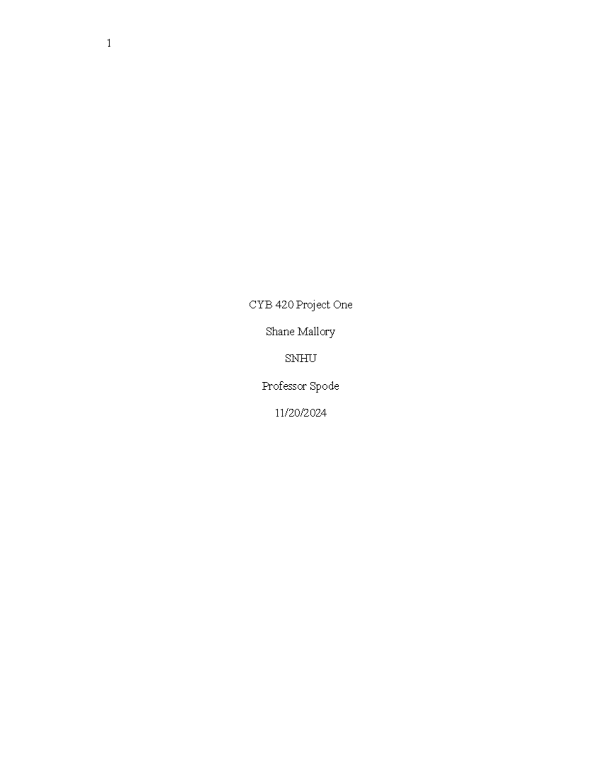 CYB 420 Project One Shane Mallory - CYB 420 Project One Shane Mallory ...