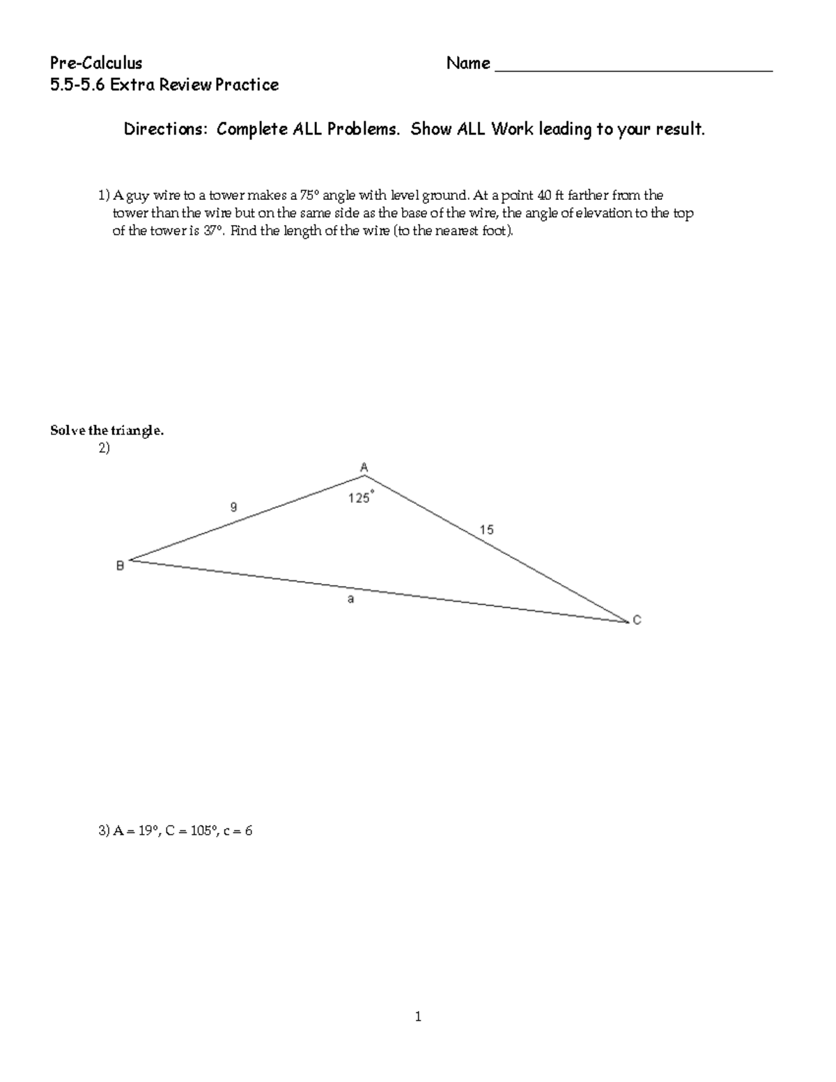MATH 101: Extra Review Practice for Sections 5.5-5.6 - Studocu