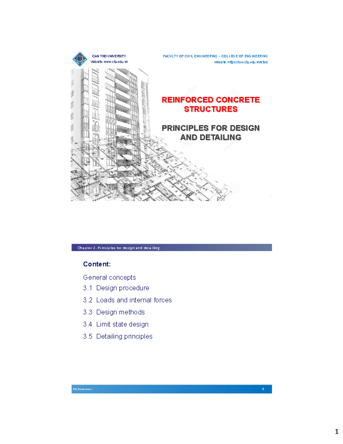 RC Structures I: Chapter 3 - Design and Detailing Principles - Studocu