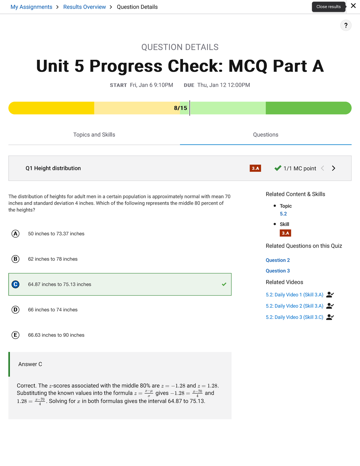 AP Statistics 634060520 Unit 5 Progress Check MCQ Part A Results - Studocu