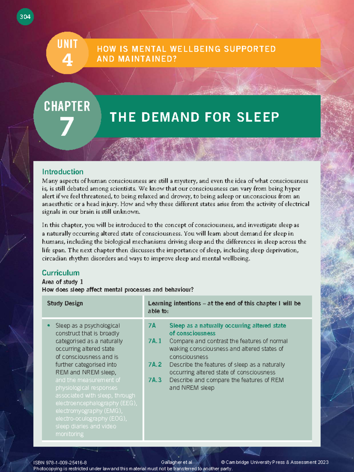 304 VCE PSYCHOLOGY UNIT 4 CHAPTER 7: SUPPORTING MENTAL WELLBEING ...