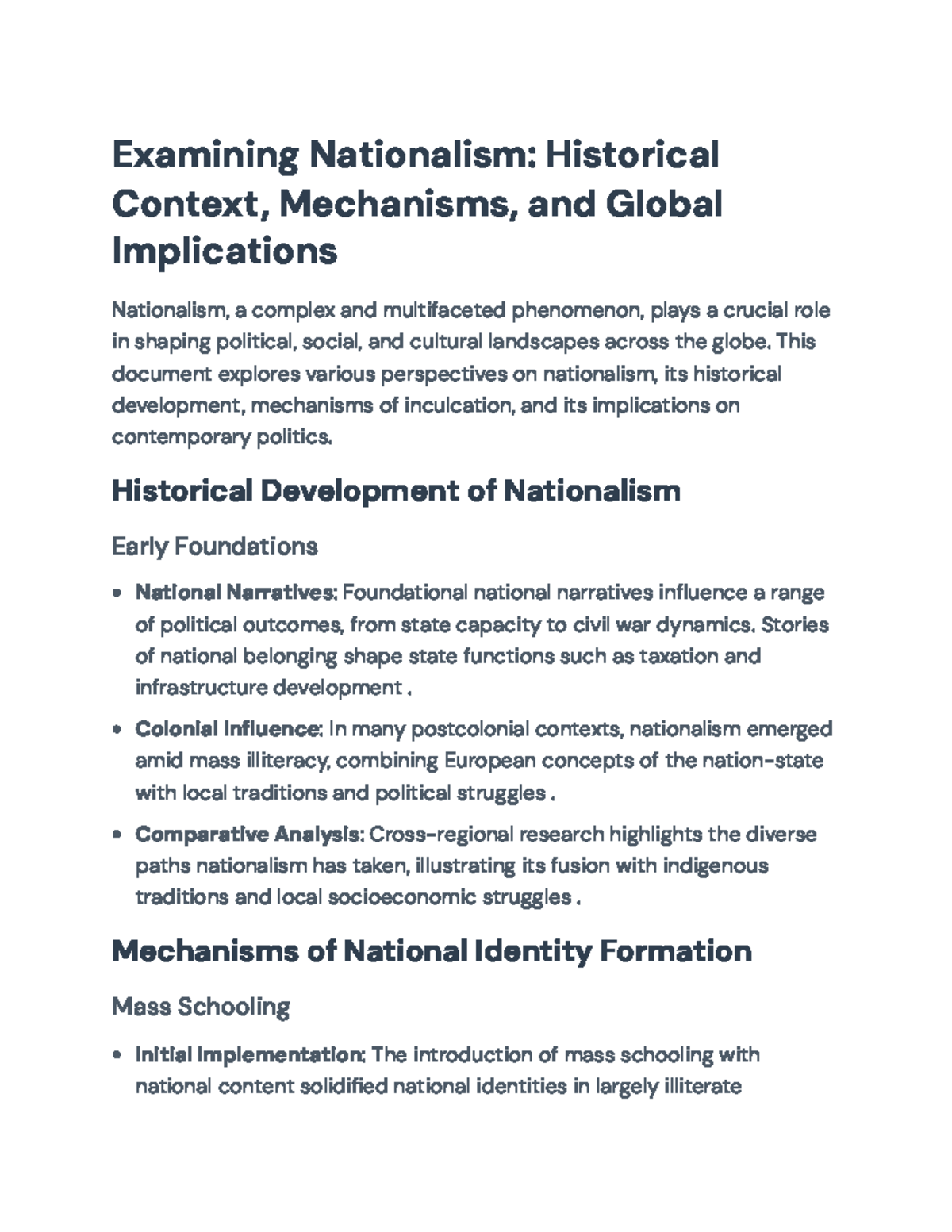 Final Exam: Examining Nationalism - Historical Context and Implications ...