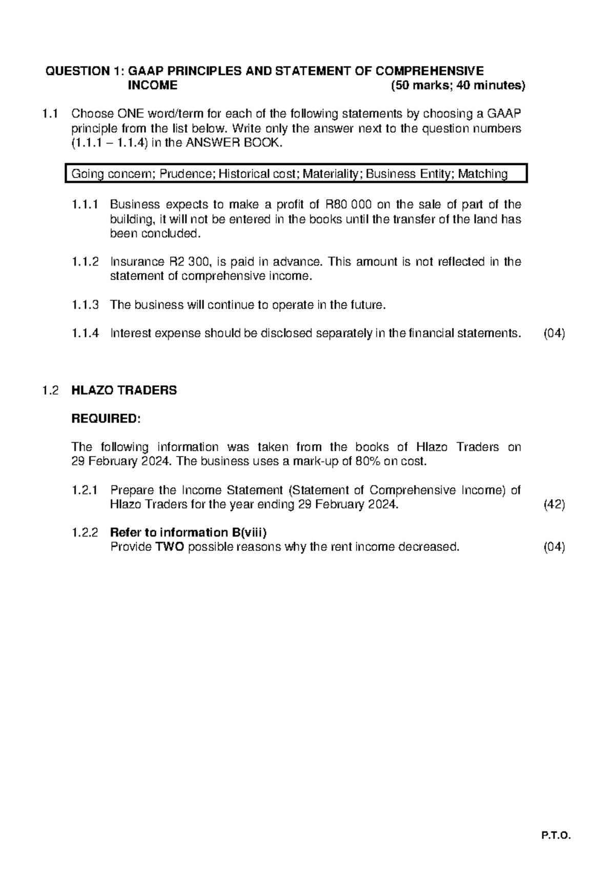 GAAP Principles & Comprehensive Income Statement (ACCT 101) Exam Notes ...