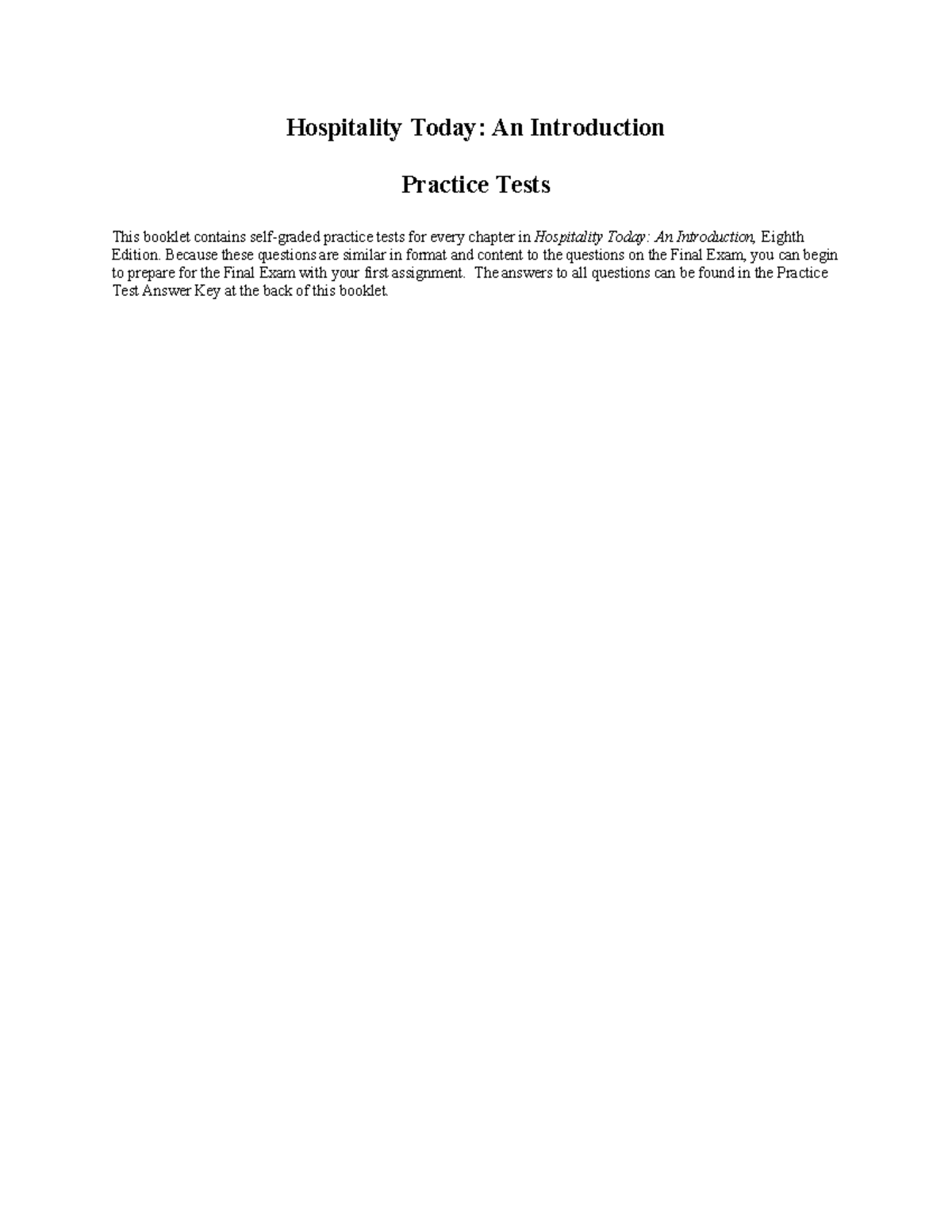 103-8 Optional Test - tests for practicing - Hospitality Today: An ...