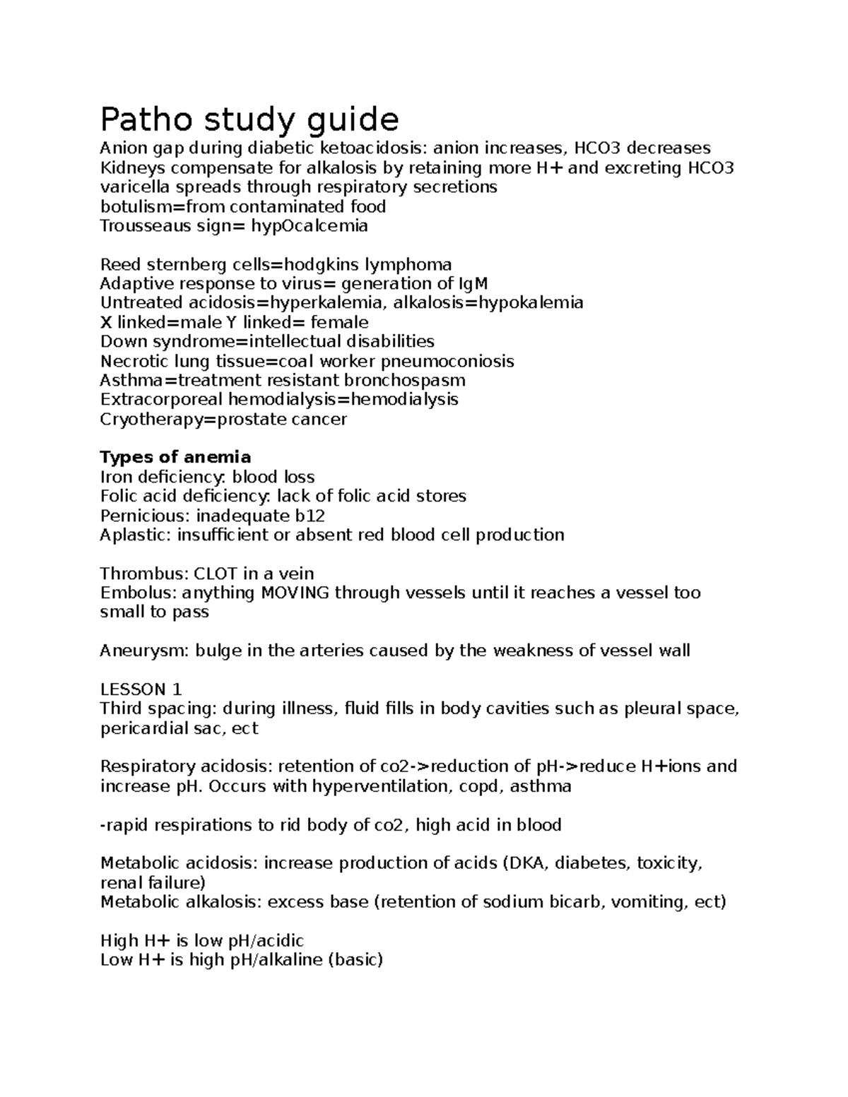 Patho study guide - Patho study guide Anion gap during diabetic ...