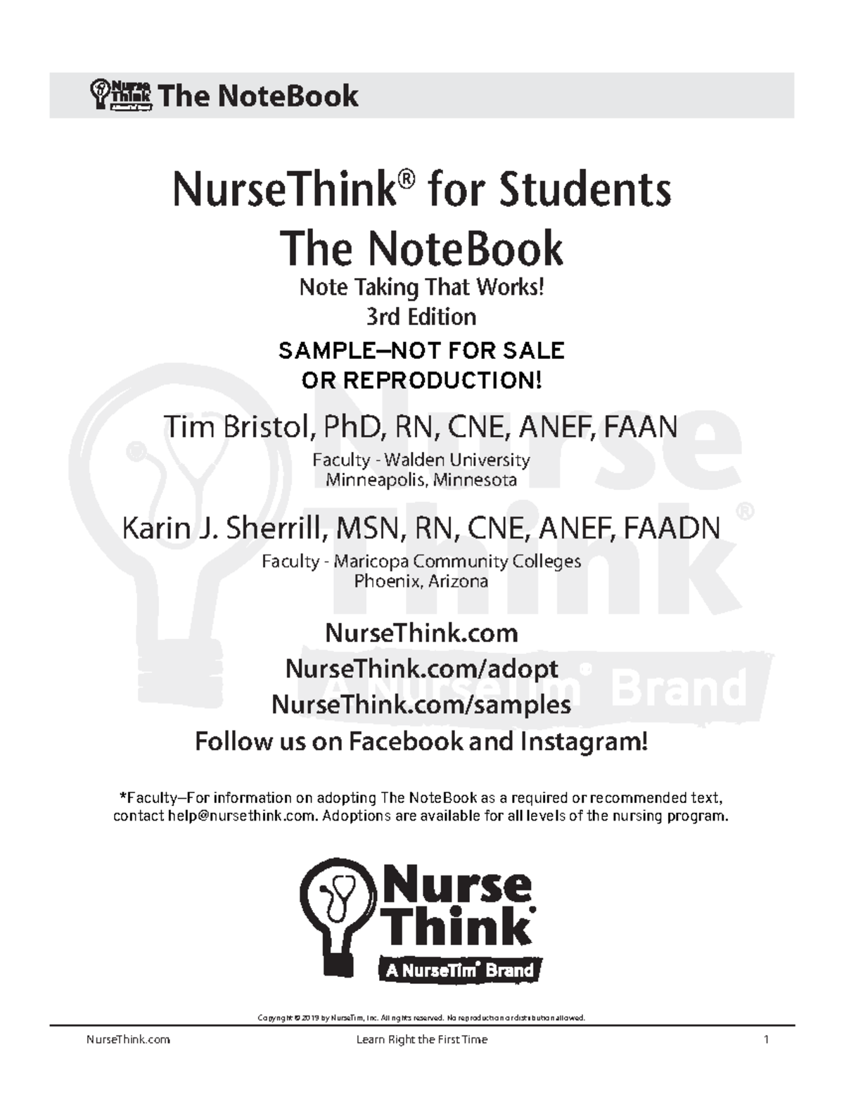 Nurse Think Sample: Essential Study Resource for Nursing Students - Studocu