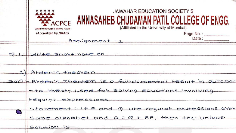 TCS A-2 (OO7) - Assignment on Regular Languages and Closure Properties ...