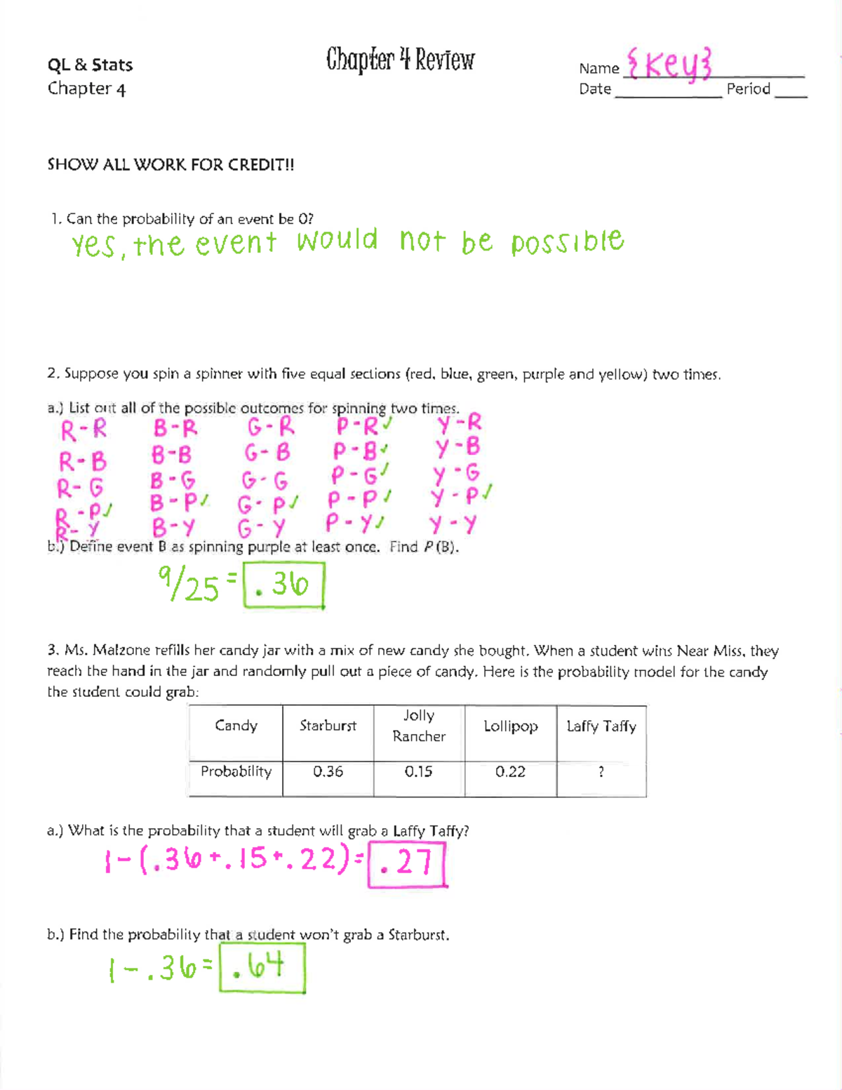 Chapter 4 review for QL Stats: Probability and outcomes analysis - Studocu