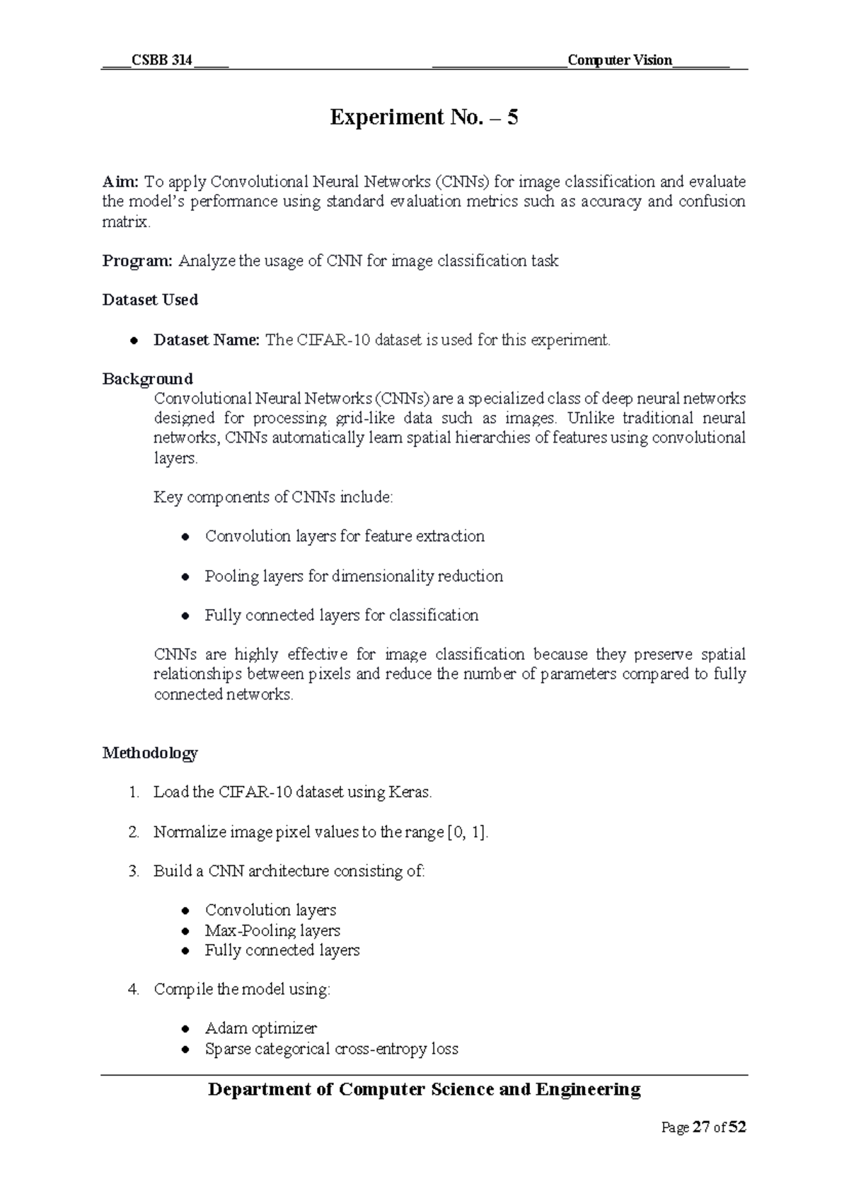 Assignment 5: CNNs for Image Classification and Performance Evaluation ...