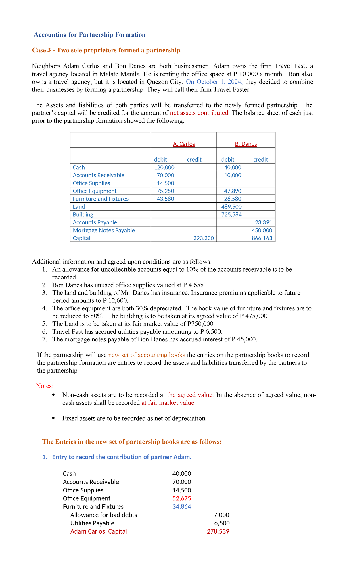 Partnership Formation - Accounting for Partnership Formation Case 3 ...