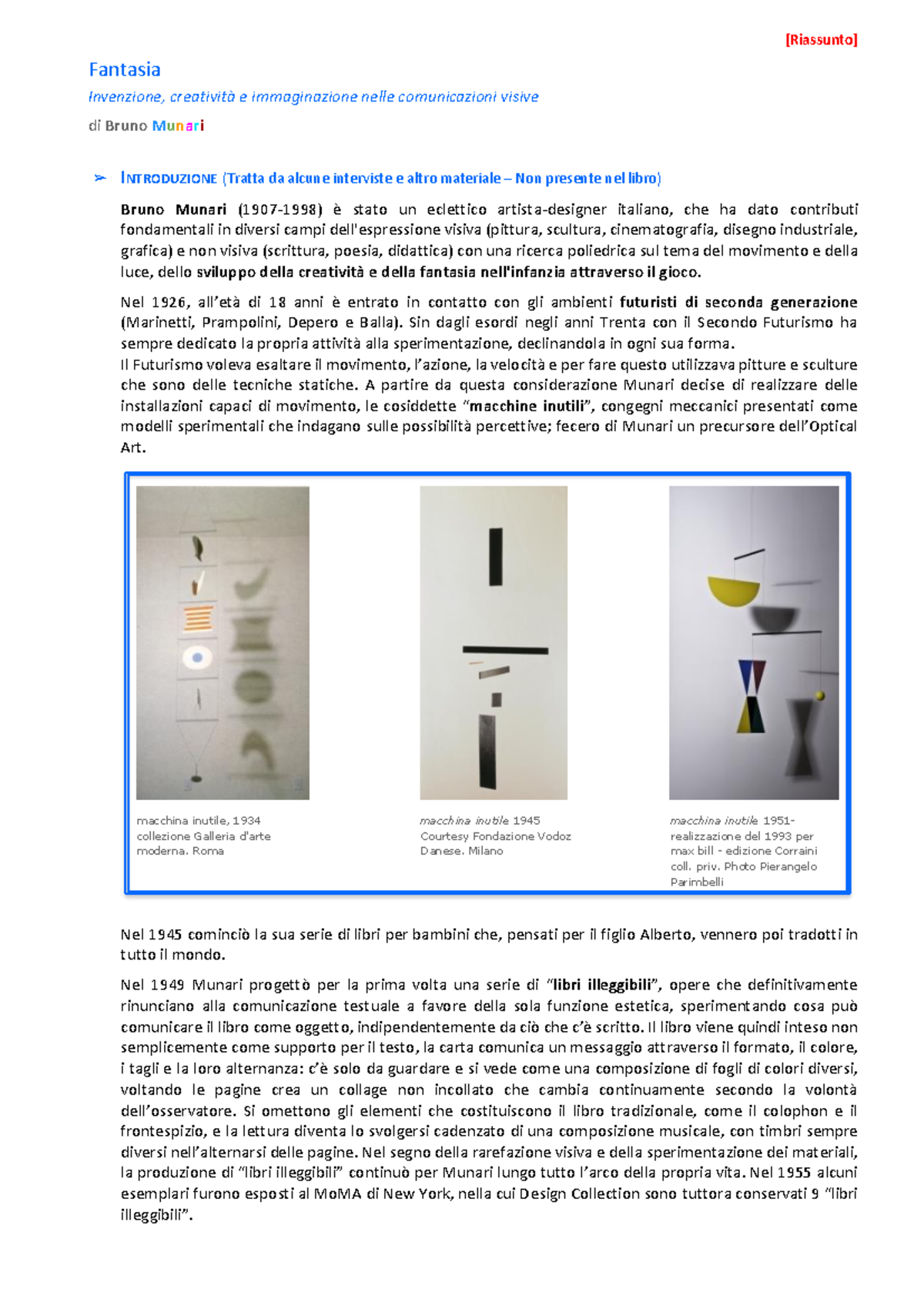 Riassunto di Fantasia di B. Munari: Invenzione e Creatività Visiva ...