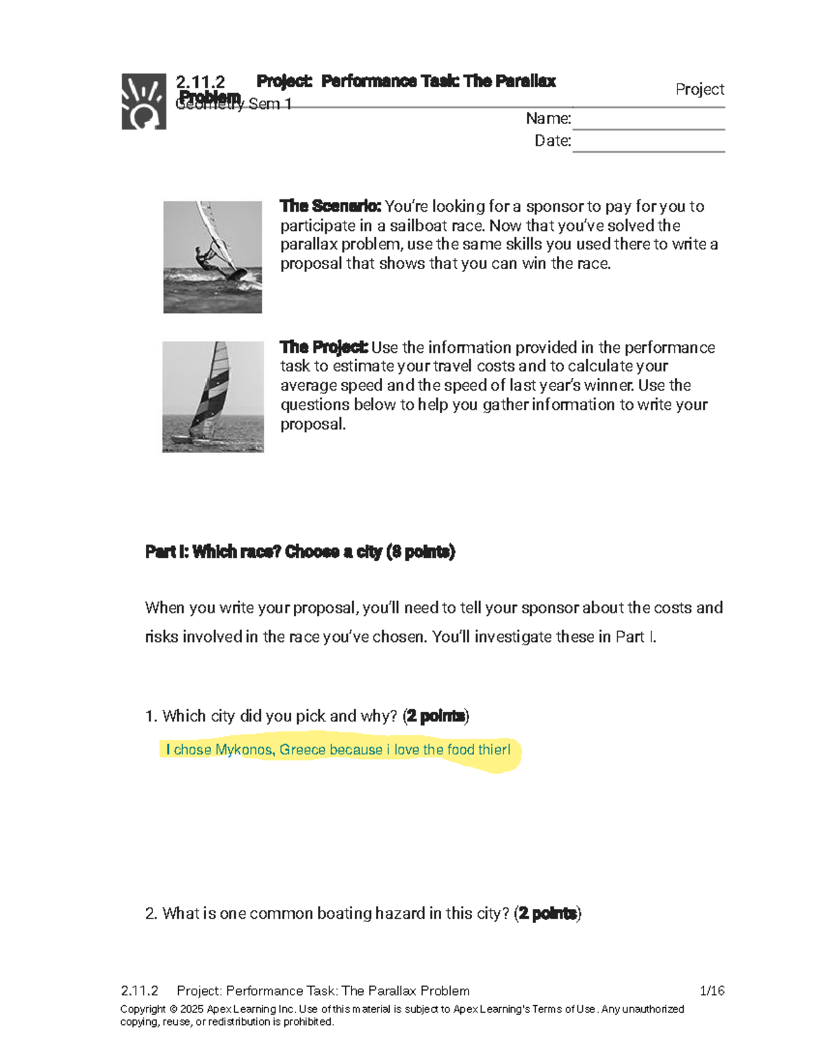 2.11.2 Project: Performance Task Proposal for The Parallax Problem ...