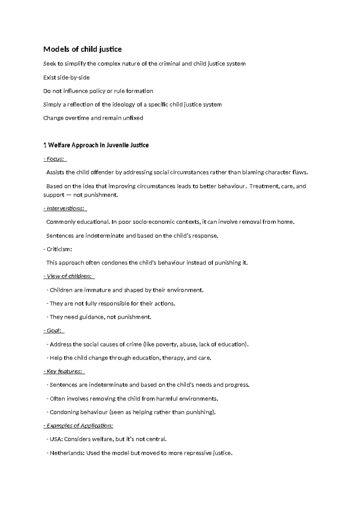 Understanding Models of Child Justice: Approaches and Applications (CJA ...