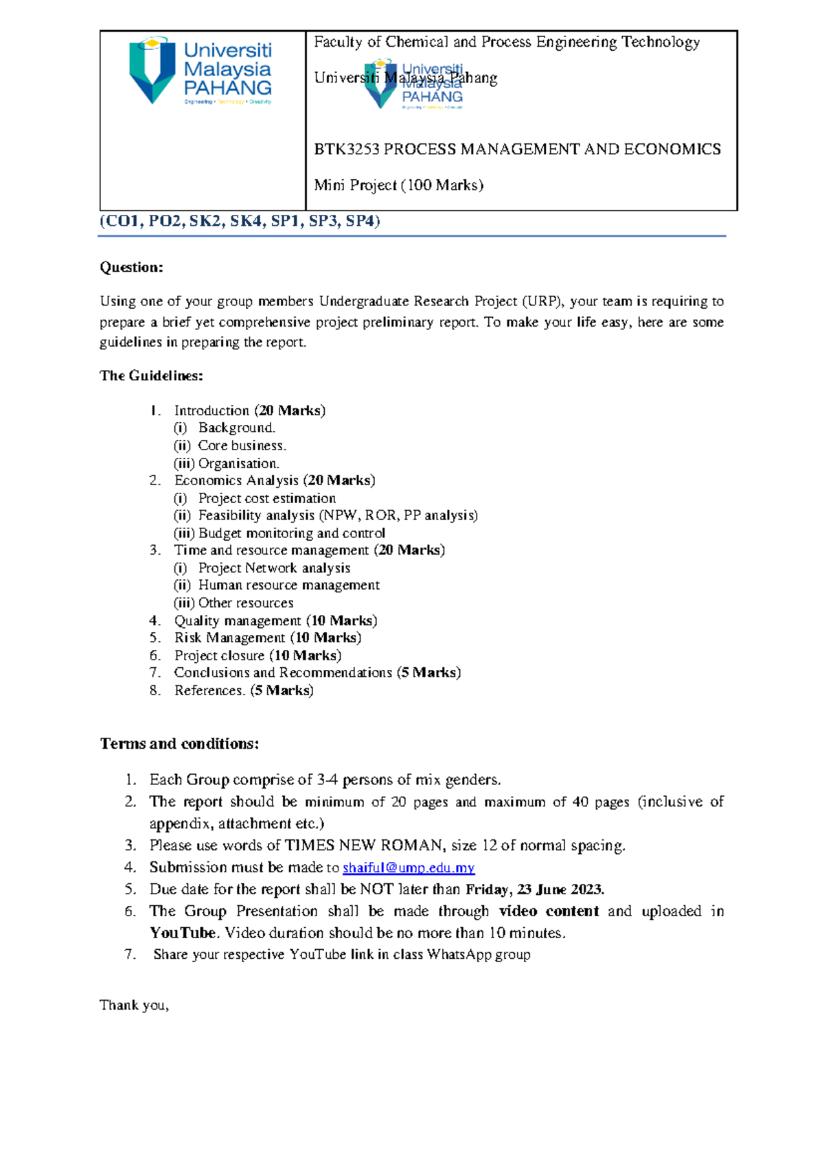 Mini Project - (CO1, PO2, SK2, SK4, SP1, SP3, SP4) Question: Using one ...