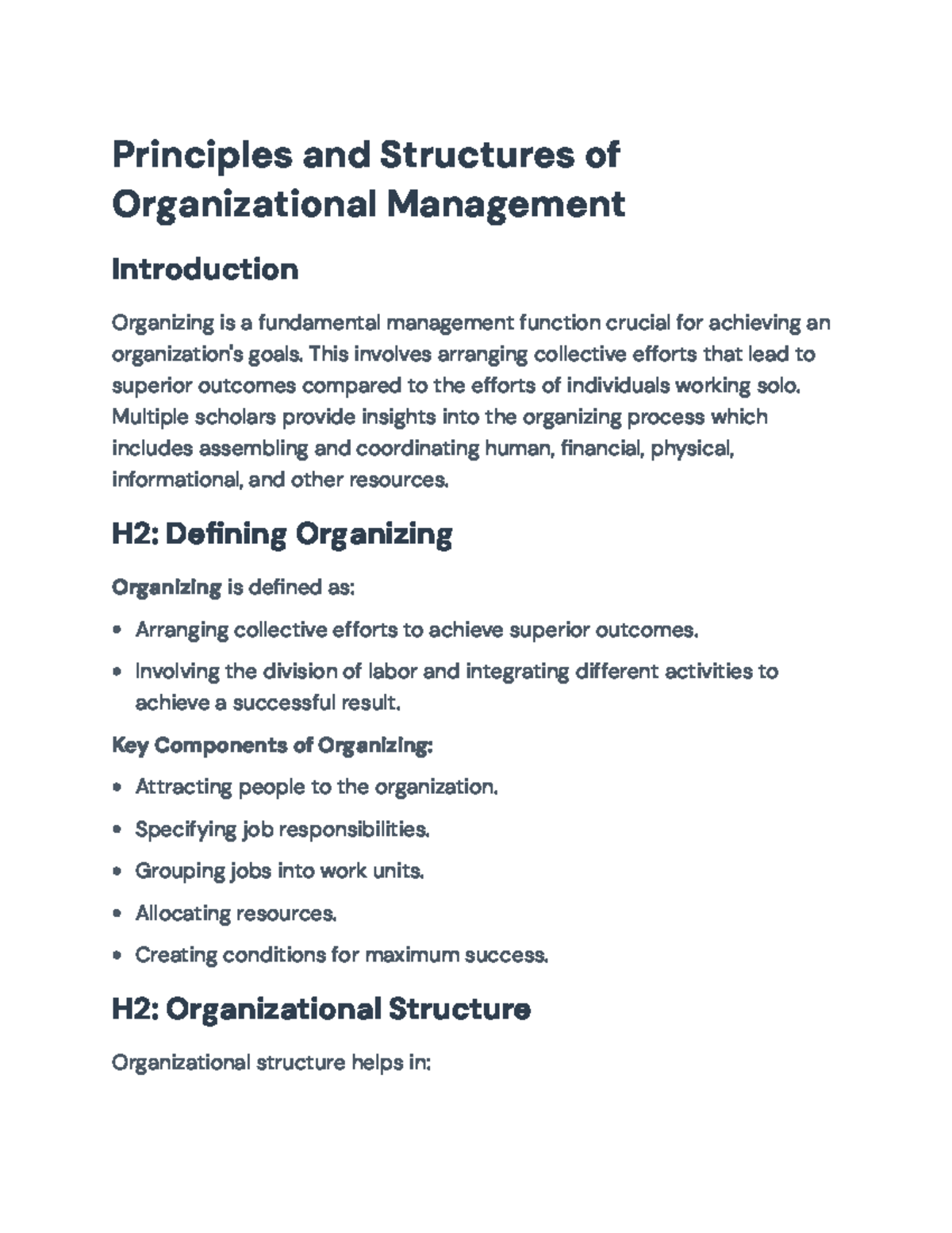 Principles of Organizational Management: Structures and Strategies ...