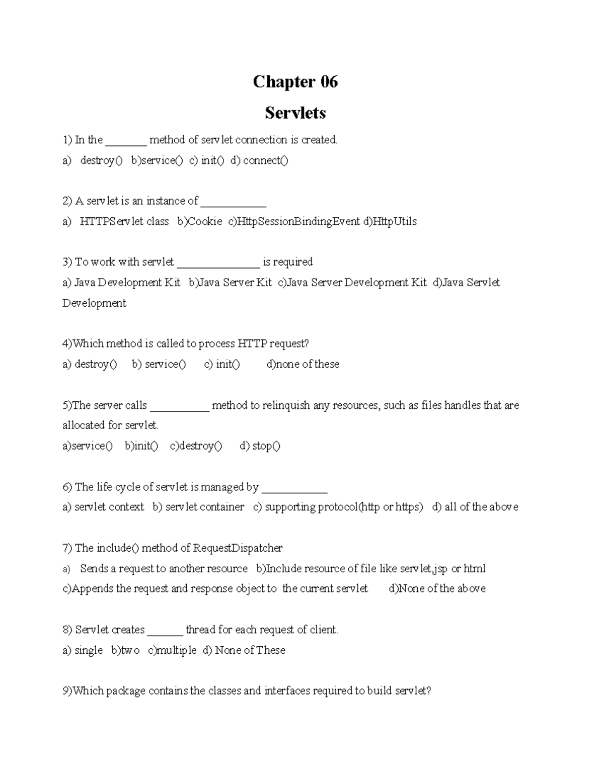 Chapter 6 MCQ - it is the mcqs of ajp - Chapter 06 Servlets In the ...