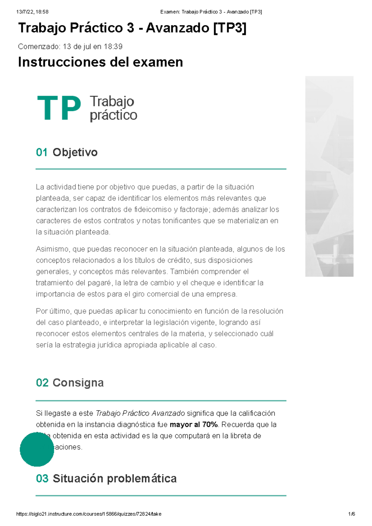 Examen Trabajo Práctico 3 - Avanzado 81,67 - Trabajo Práctico 3 - Avanzado [TP3] Comenzado: 13 ...