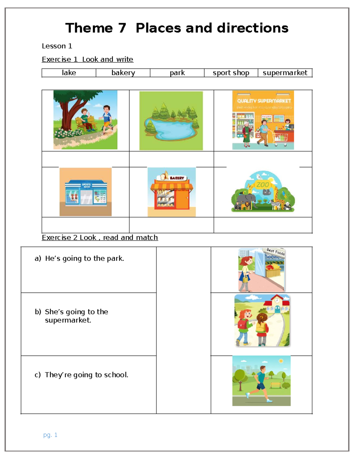 Theme 7: Places and Directions - Lesson Exercises and Activities - Studocu
