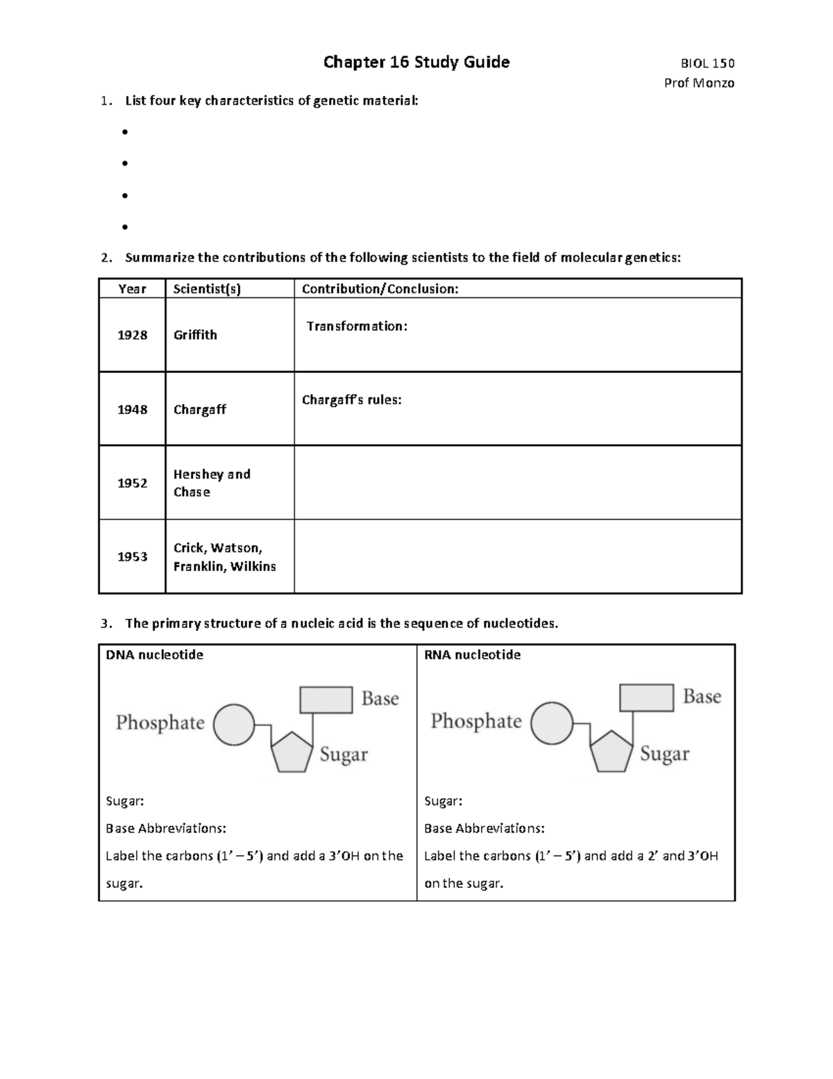 Chapter 16 Study Guide - BIOL 150 - Studocu