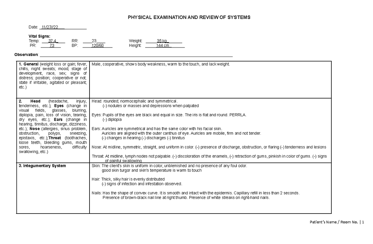 PA-ROS - Nursing Level 2 - Comprehensive Physical Assessment Review ...