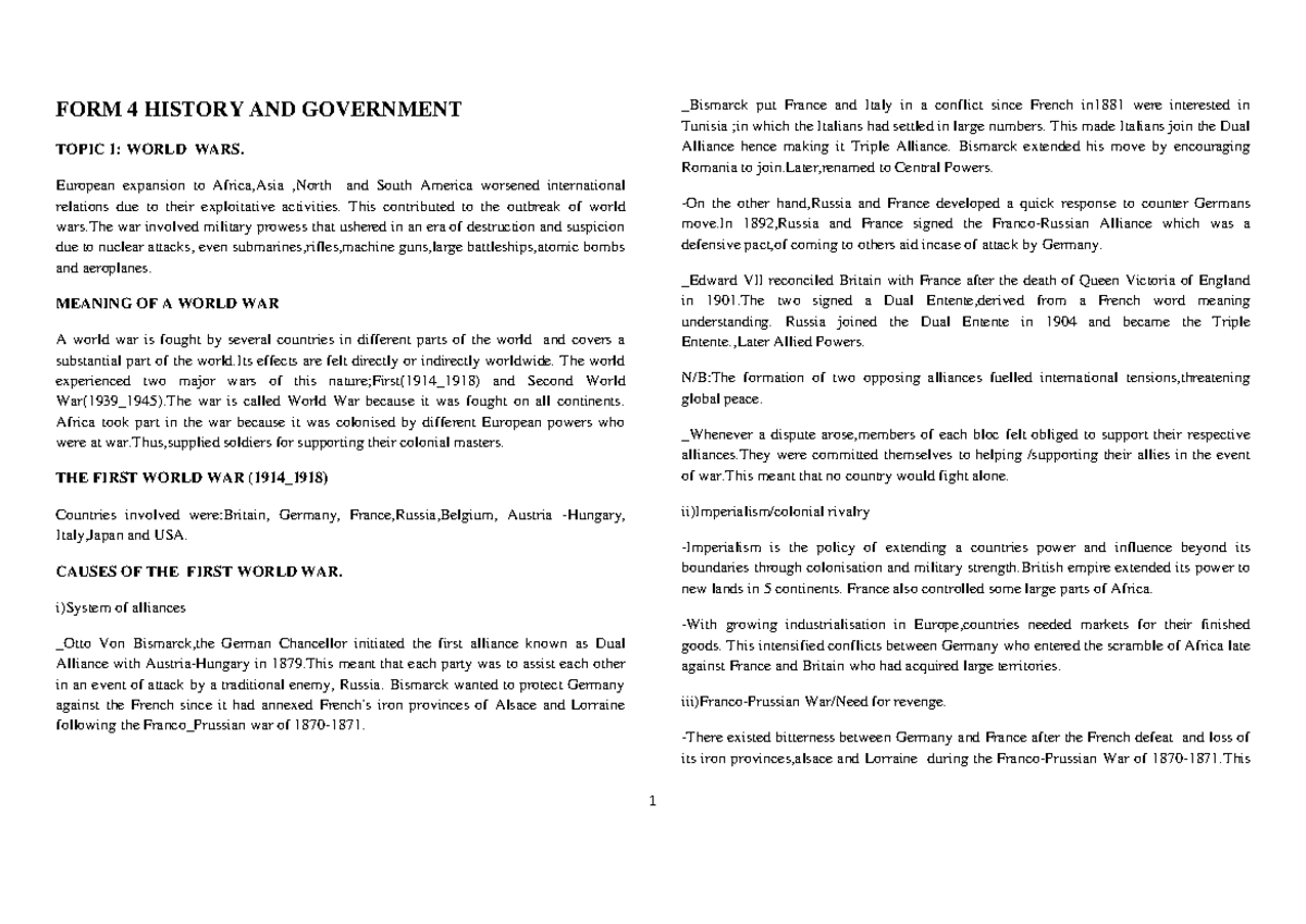 FORM 4 History Formatted - FORM 4 HISTORY AND GOVERNMENT TOPIC 1: WORLD ...