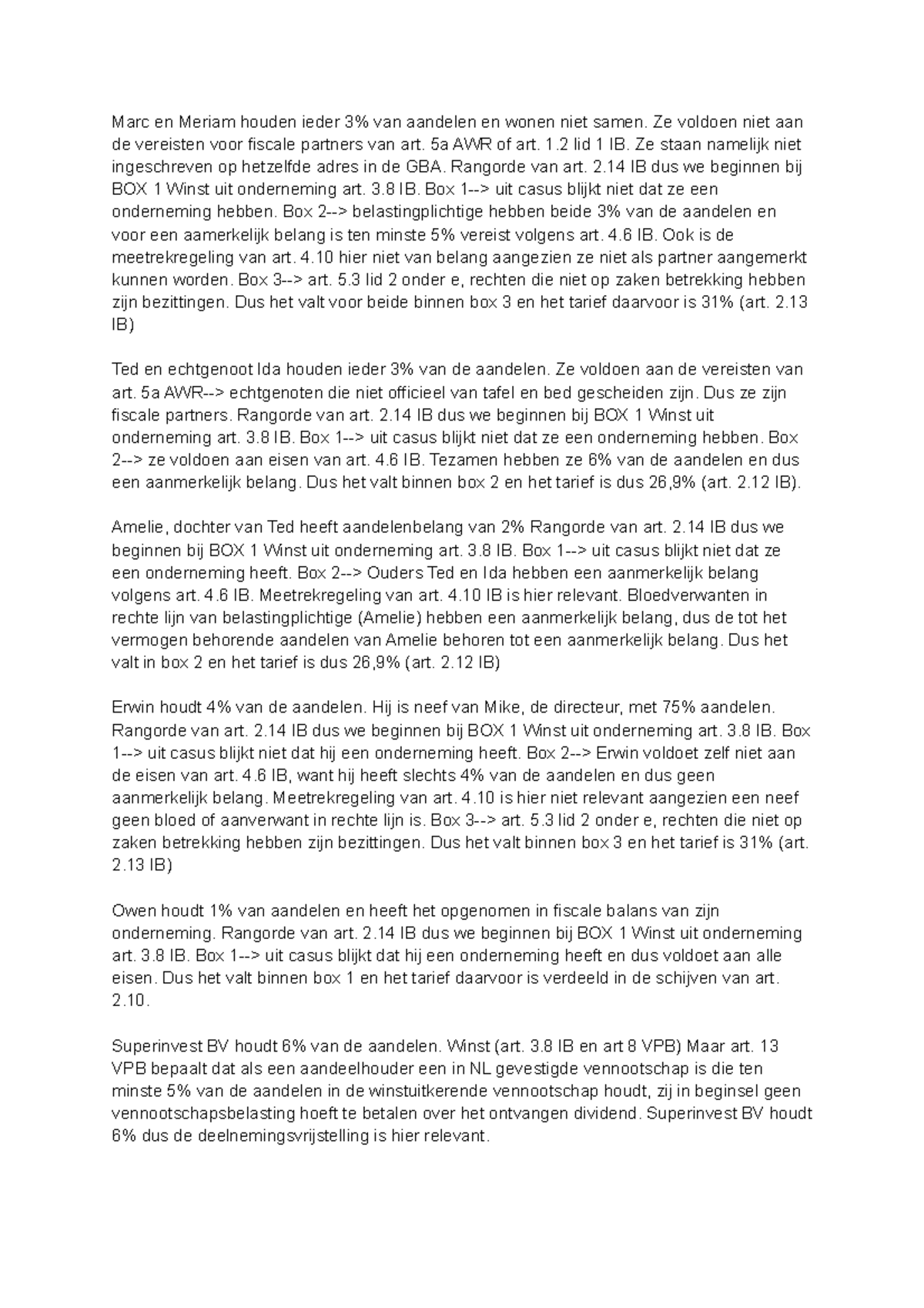 Aansprakelijkheid en Aandelenaandelen Analyse - Probleem 5 Uitwerking - Studeersnel