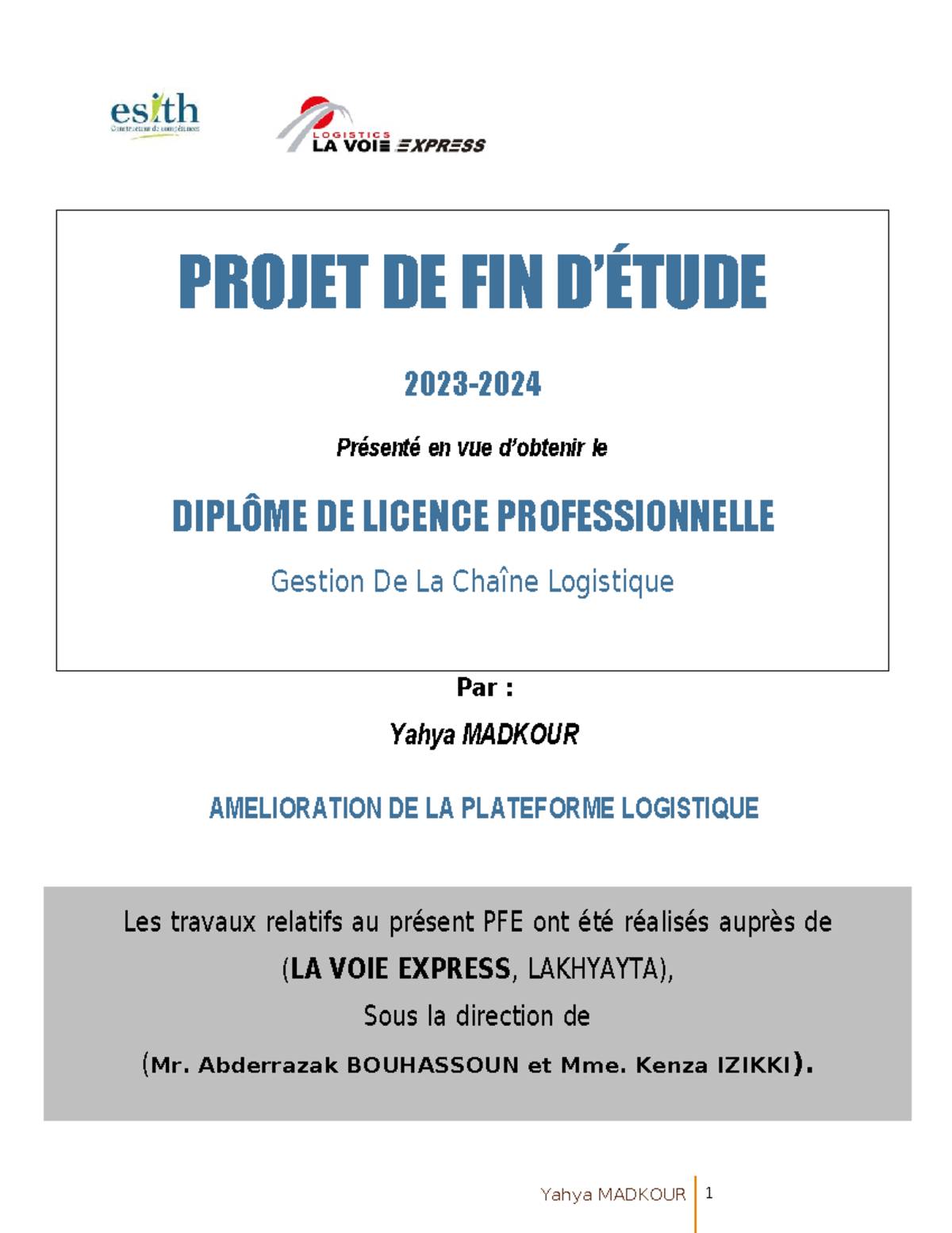 Rapport de Stage - PFE en Gestion de la Chaîne Logistique (GCL) - Studocu