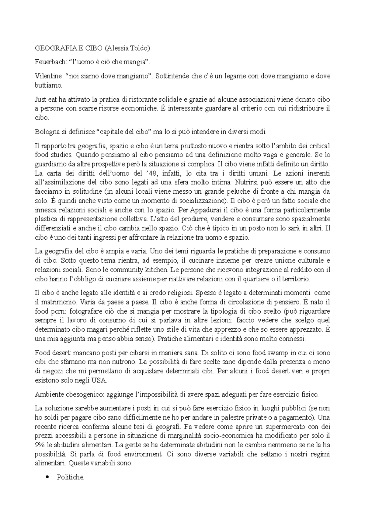 Geografia E CIBO - appunti per dagnes - GEOGRAFIA E CIBO (Alessia Toldo ...