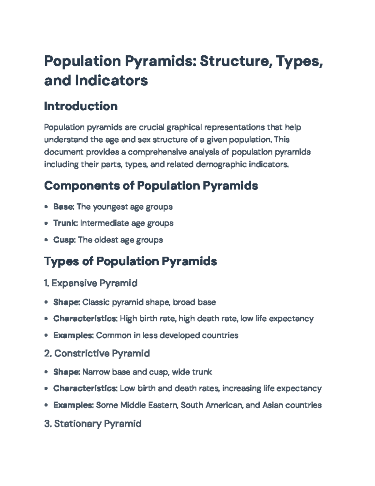 Population Pyramids Analysis: Types, Structure & Demographic Indicators ...
