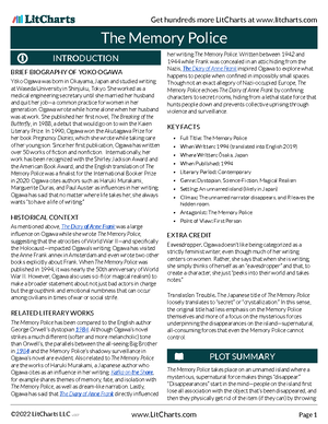 Chapter analysis - Summary The Memory Police - Chapter analysis Main ...