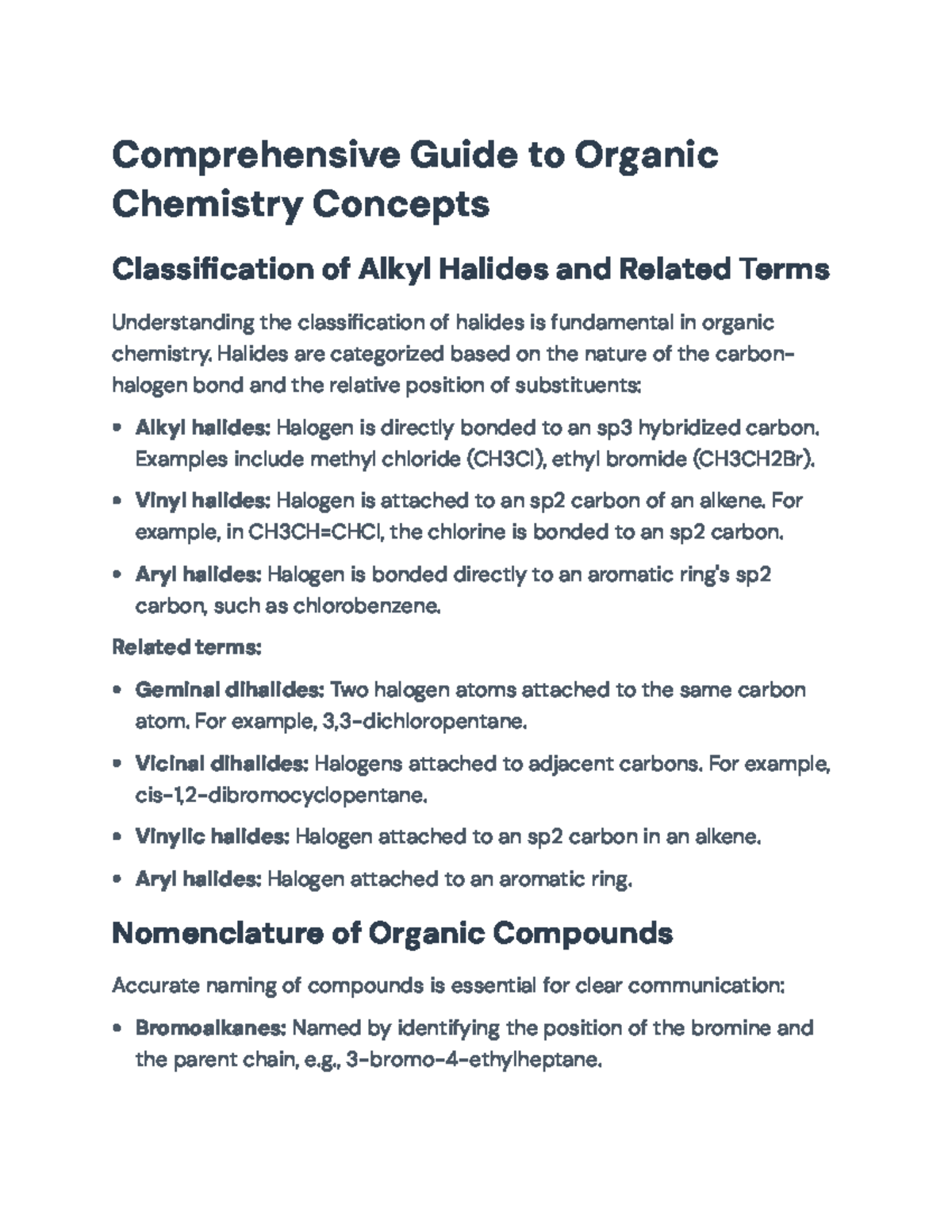 Comprehensive Guide to Organic Chemistry Concepts (OC101) - Studocu