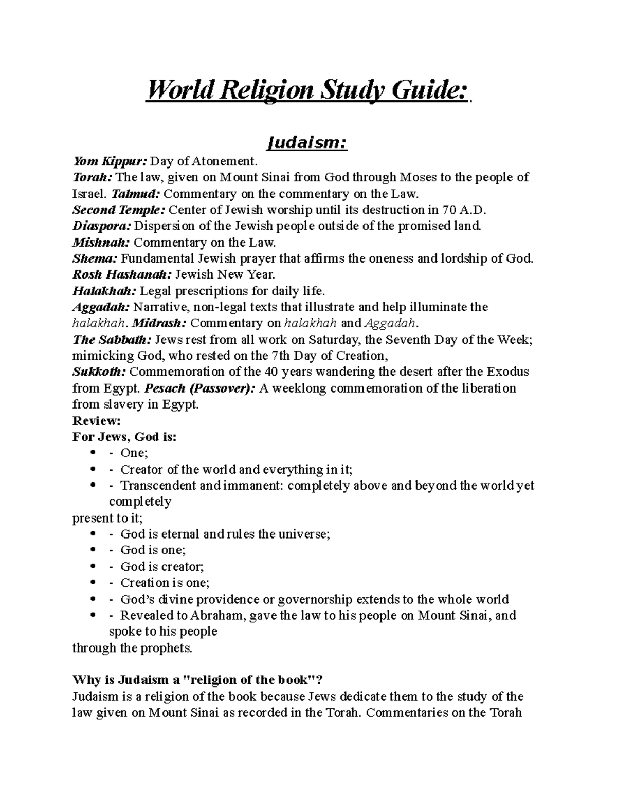 World Religion- PArt 1 study guide - World Religion Notes WHAT IS ...