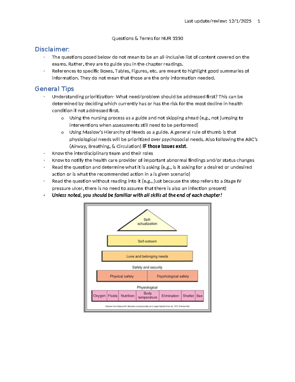 NUR Chapter Reading Guide: Key Concepts & Exam Prep Spring 2026 - Studocu