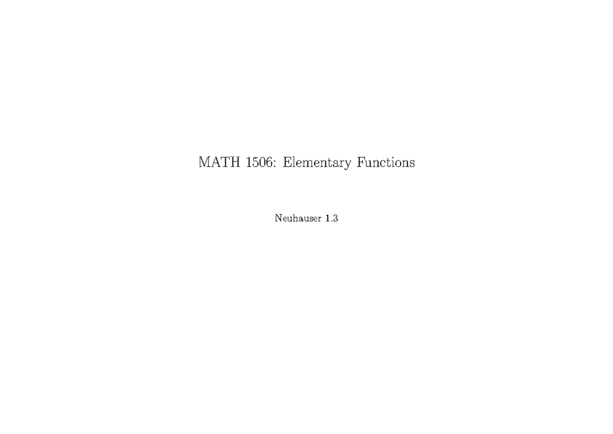 MATH 1506: Final Exam Review on Elementary Functions - Studocu