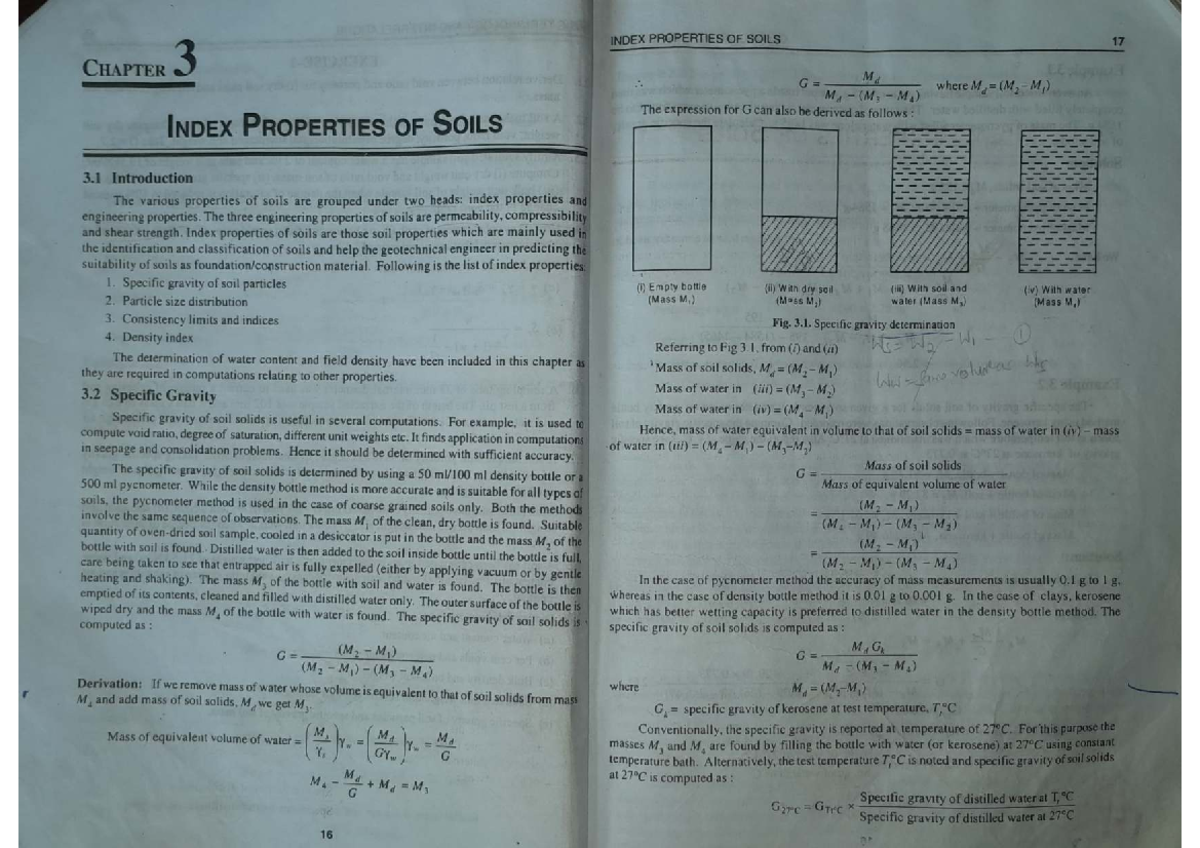 Geotechnical Engineering: Index Properties of Soils (Chapter 3) - Studocu