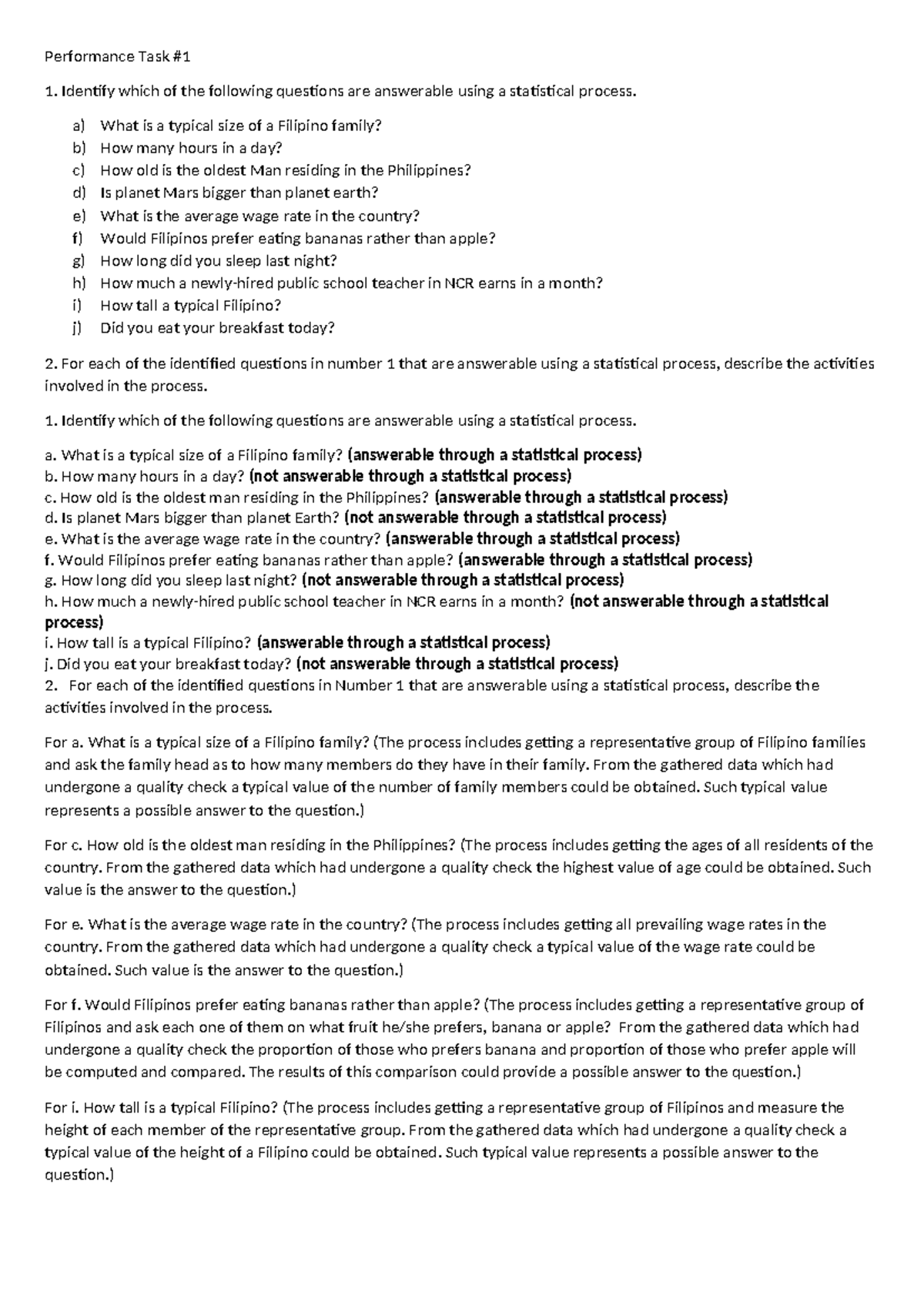 PT1.statandproba - Statistics Performance Task 1 Analysis and Solutions ...