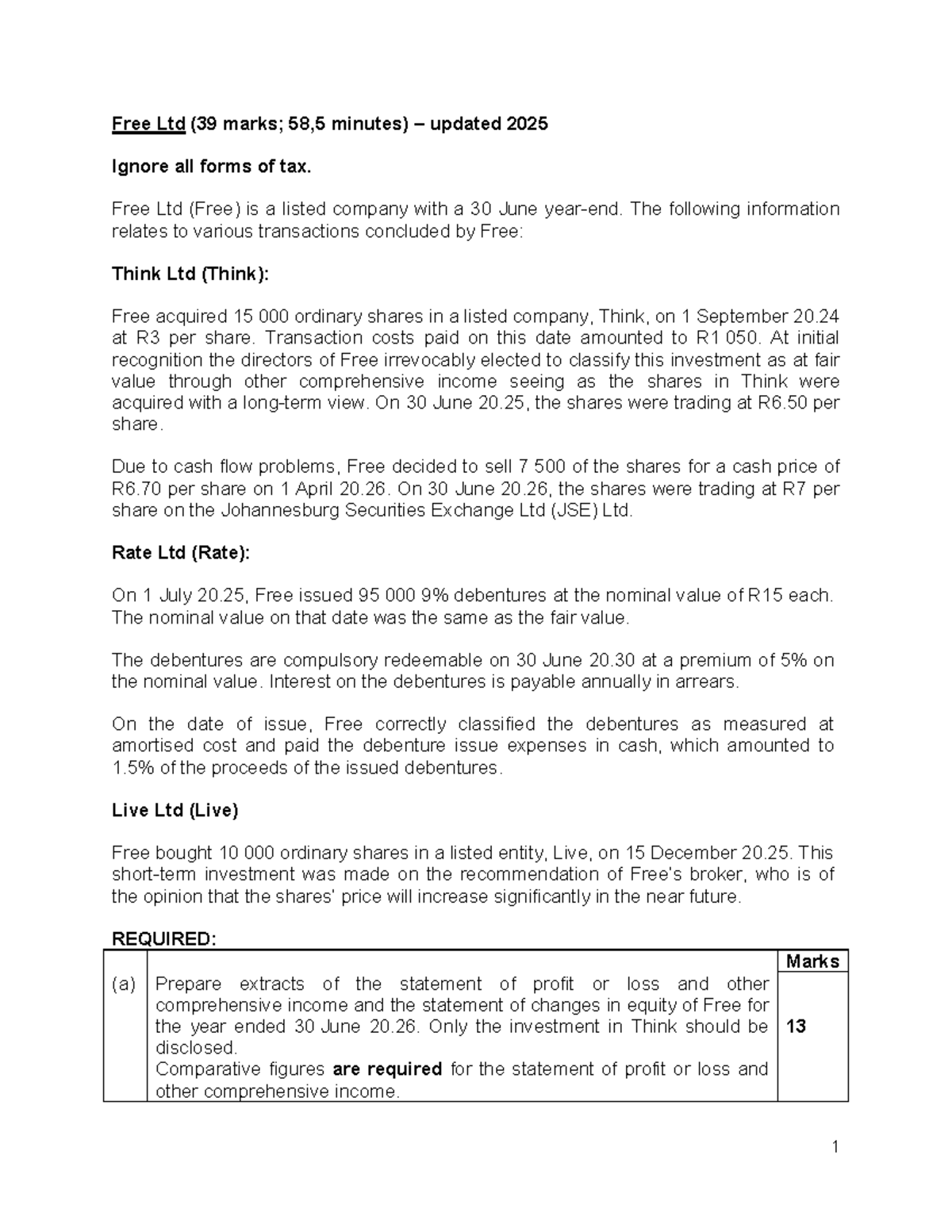 Free Ltd - Good - 1 Free Ltd (39 marks; 58,5 minutes) – updated 2025 ...