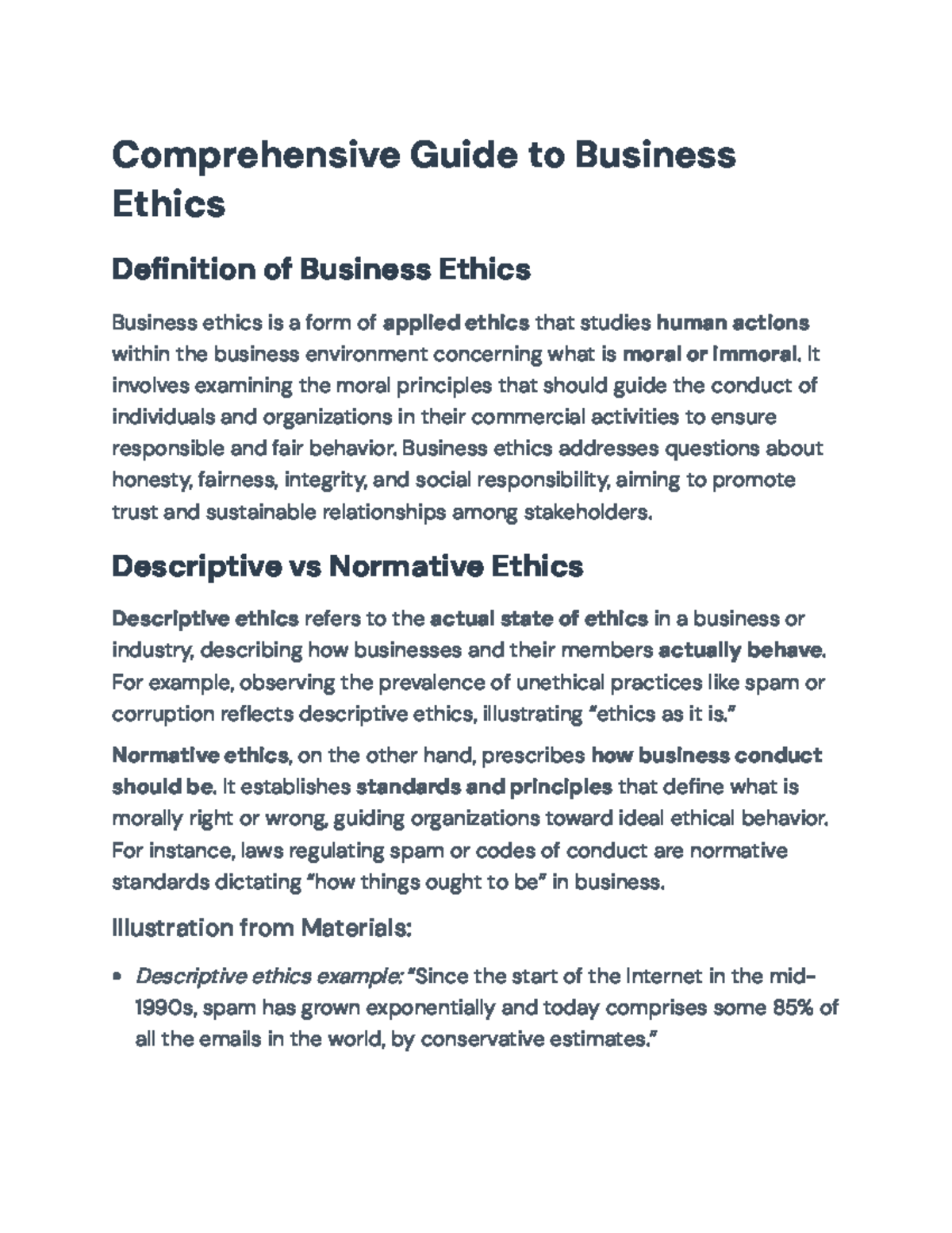 Comprehensive Overview of Business Ethics (Course Code: BE101) - Studocu