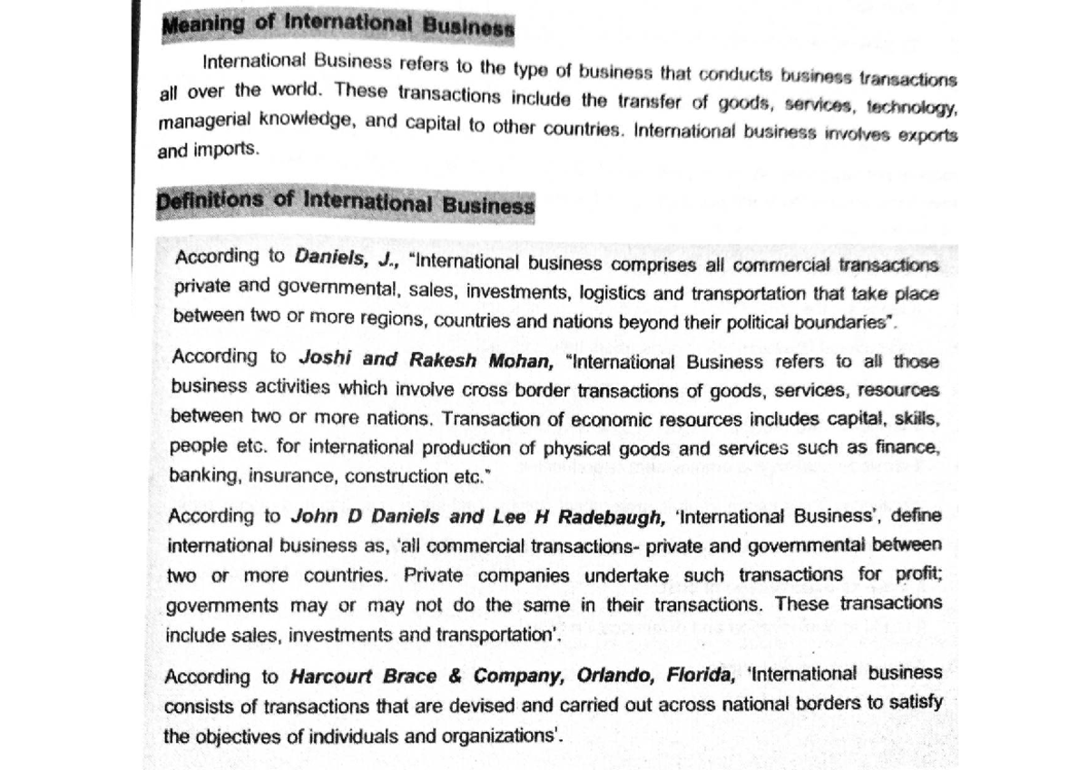 IB Module-1: Understanding the Meaning and Importance of International ...
