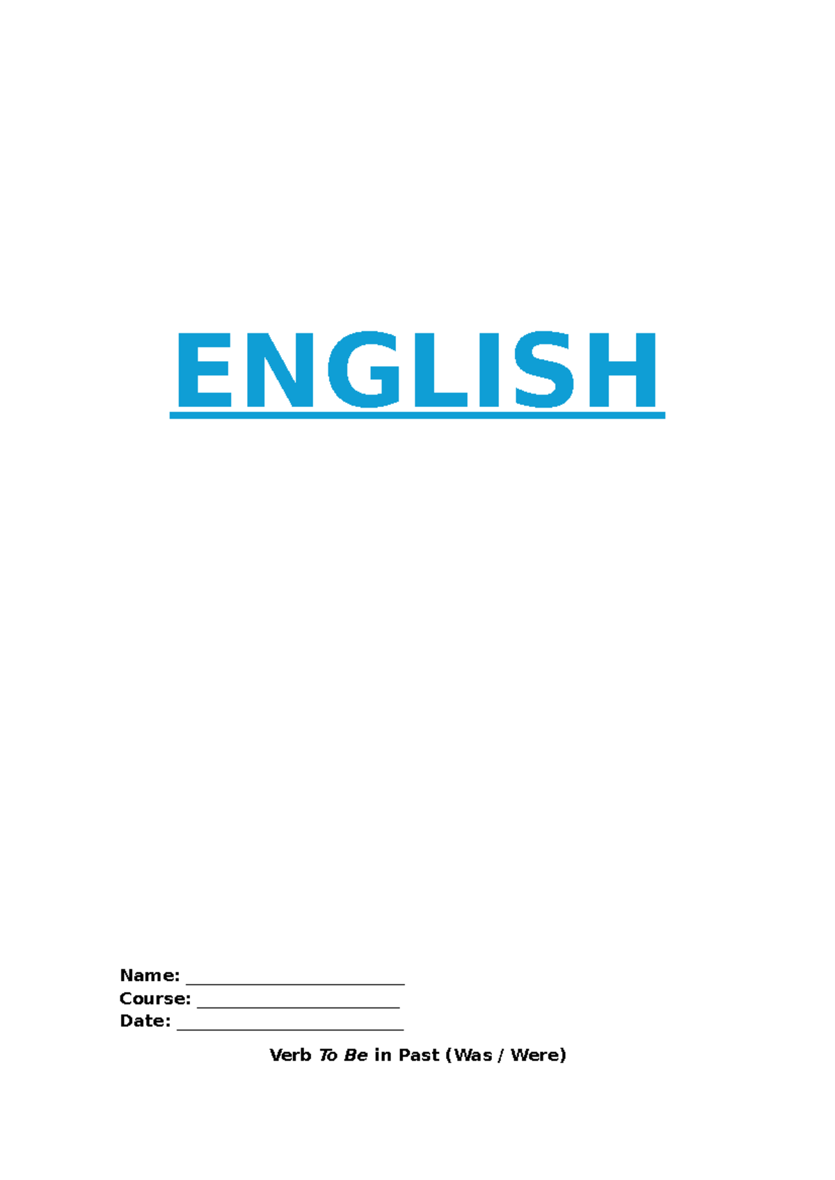 ENGLISH 4to Año: Verb To Be in Past - Activities & Exercises - Studocu